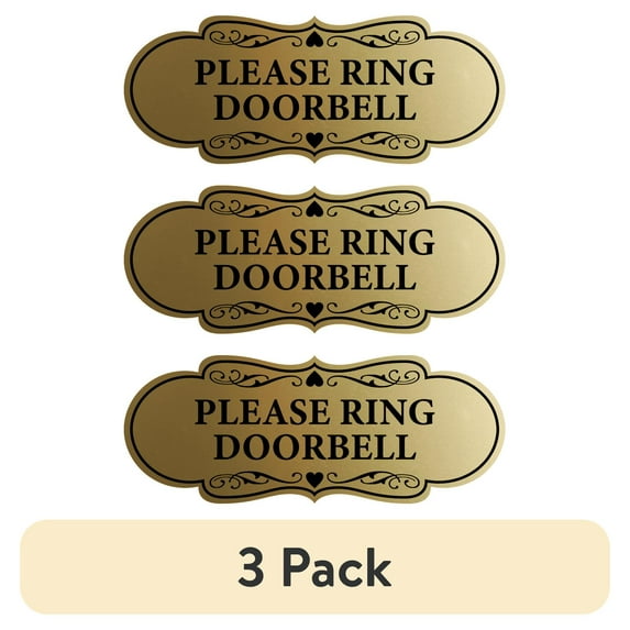(3 pack) Signs ByLITA Designer Please Ring Doorbell Sign (Brushed Gold ...