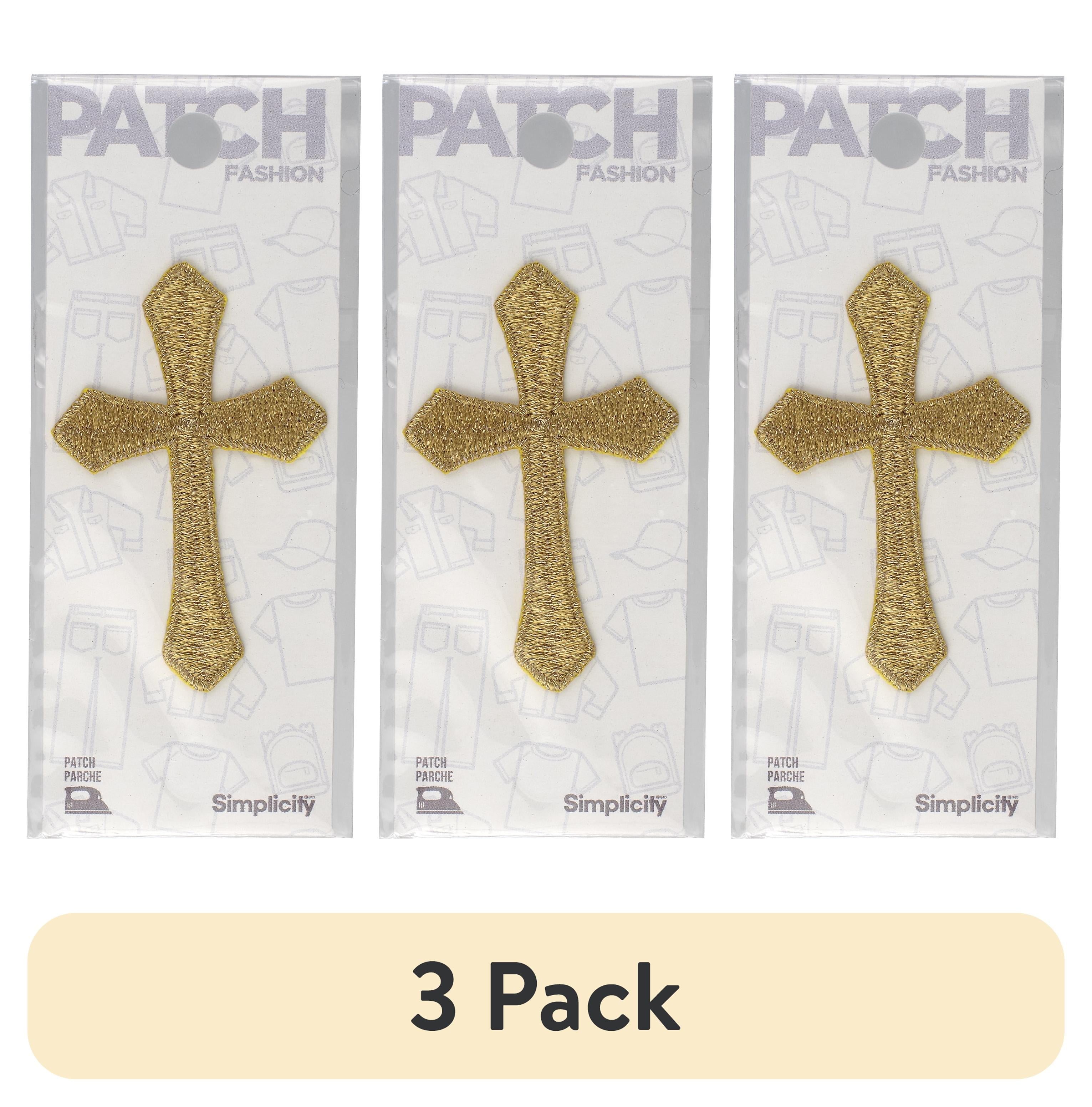(3 pack) Simplicity Chenille Gold Cross Applique, 1 Piece - Walmart.com