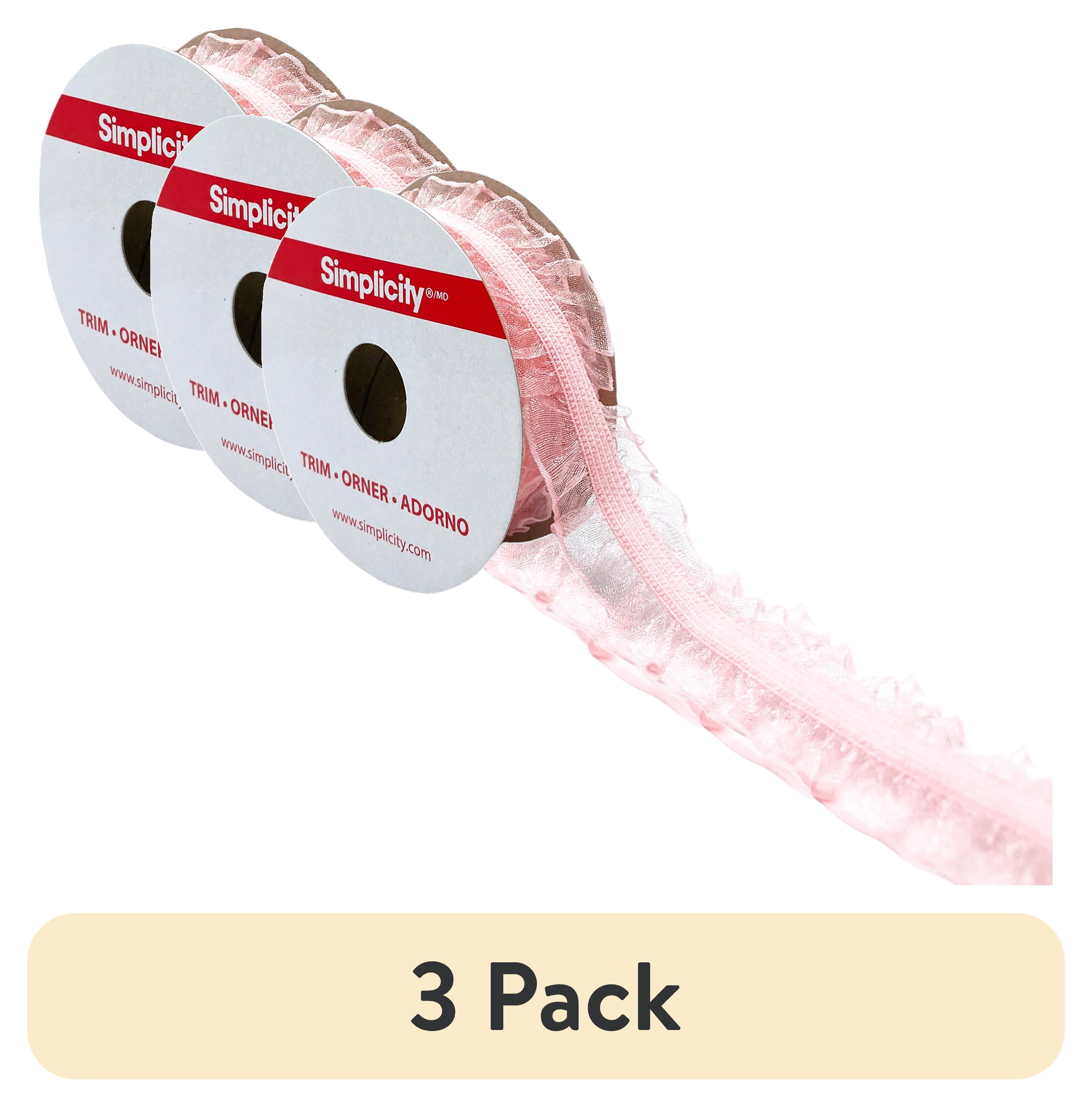 (3 pack) Simplicity Trim, Light Pink 1 inch Double Sheer Ruffled ...