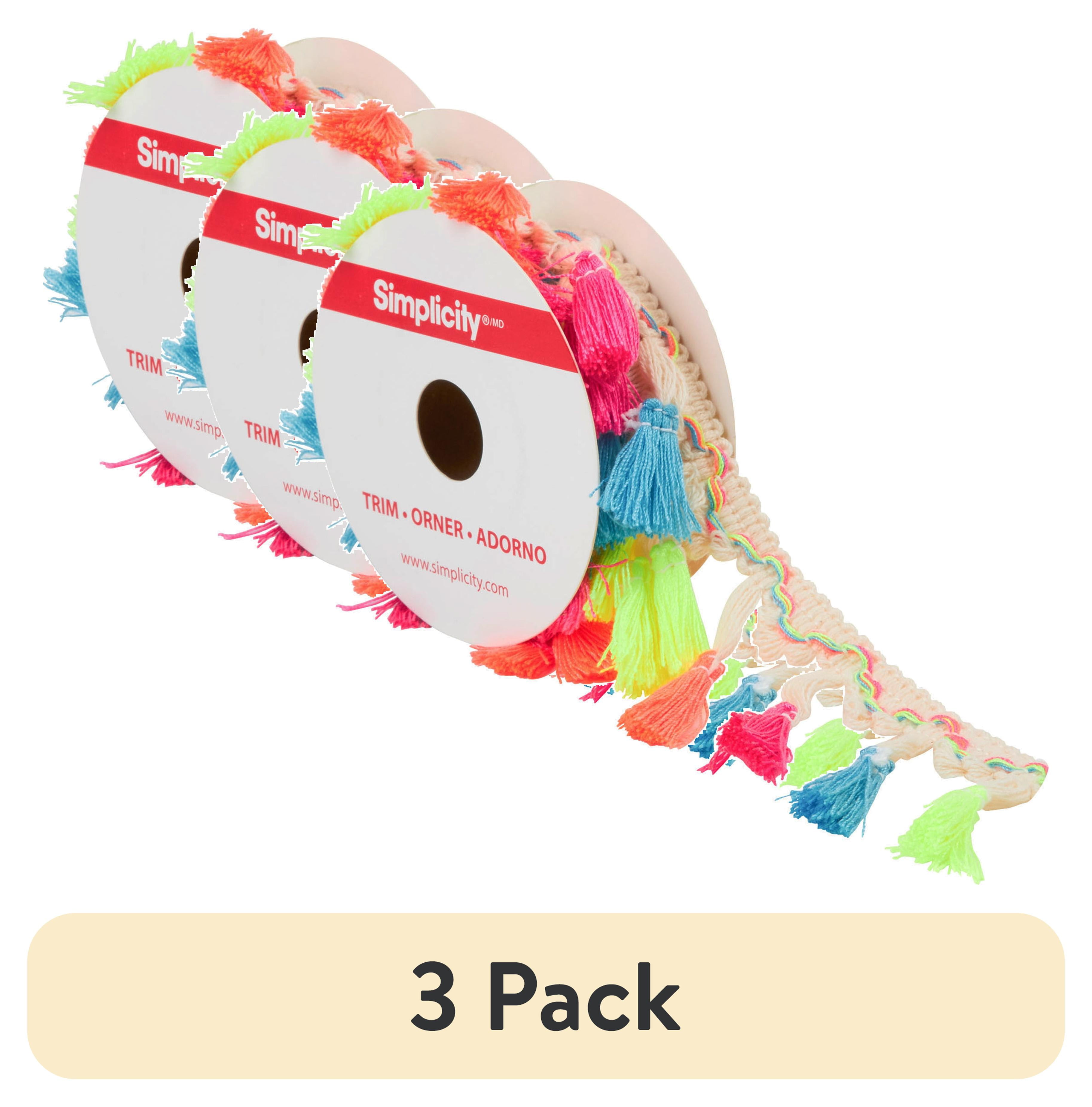 (3 pack) Simplicity Trim, Multi-color 1 7/8 inch Rainbow Tassel Fringe ...