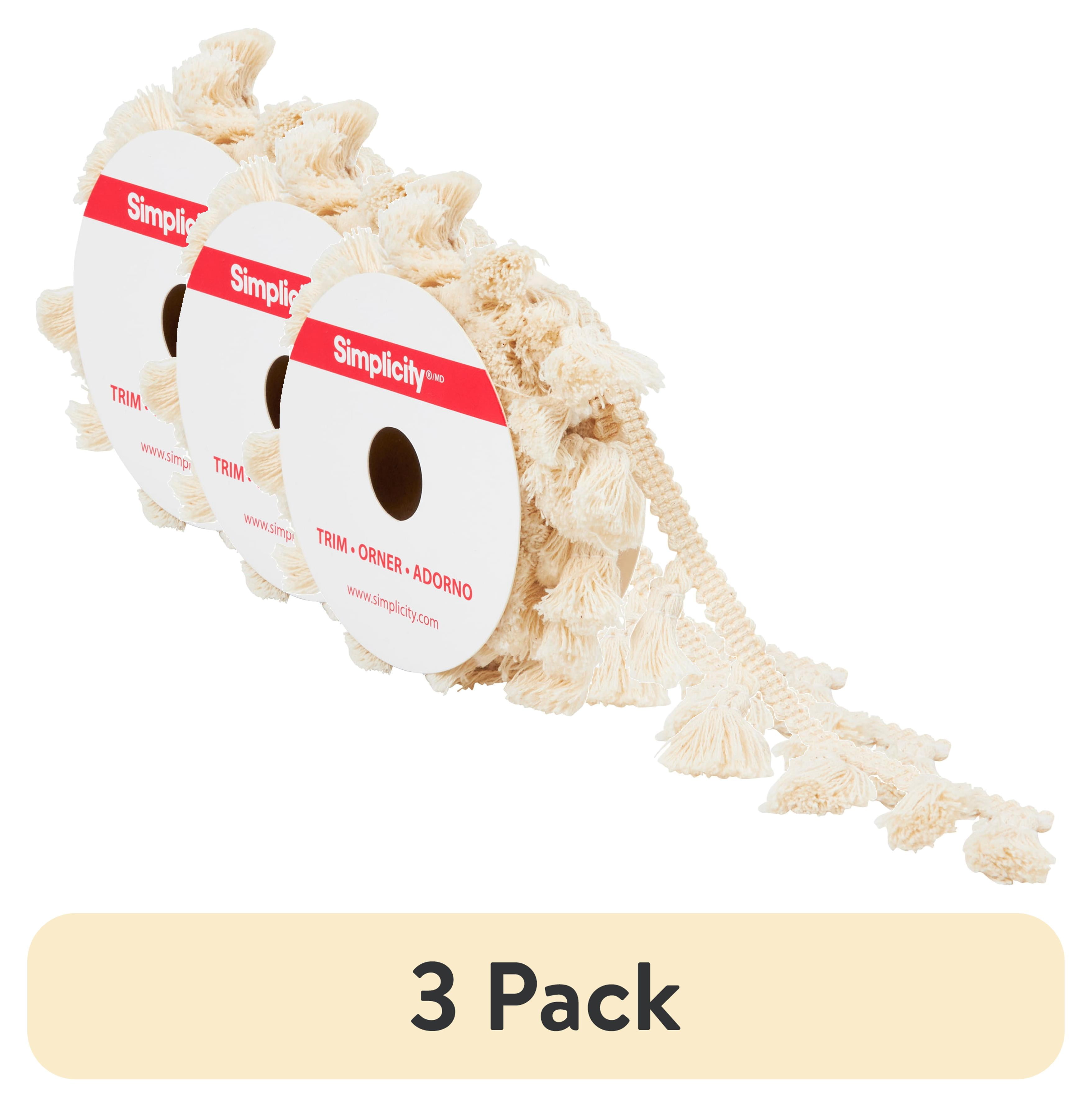 (3 pack) Simplicity Trim, Natural 1 1/4 inch X 3 Yards Mini Tassel ...