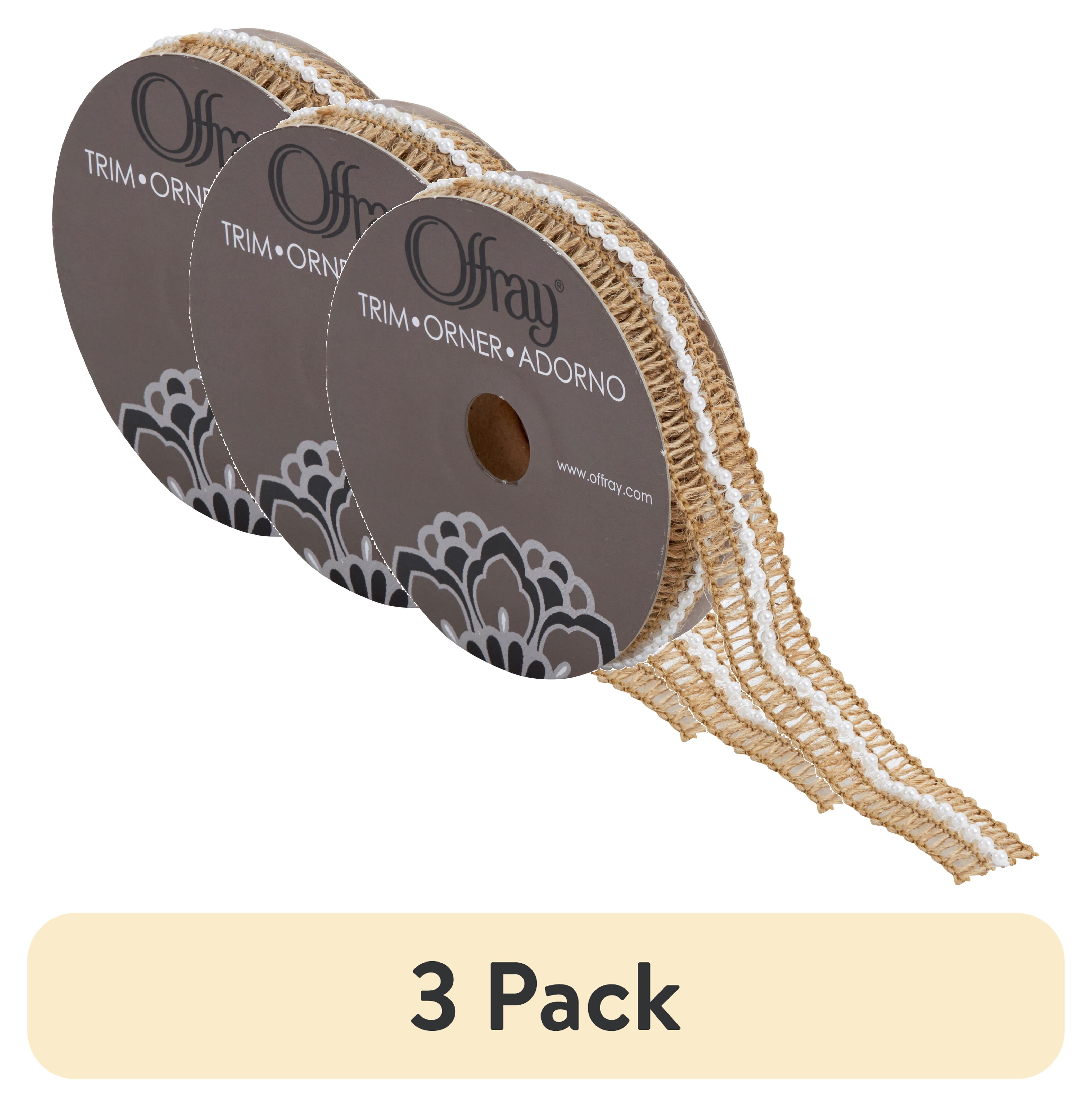 (3 pack) Simplicity Trim, Natural 5/8 inch Jute with Pearl Center Trim ...