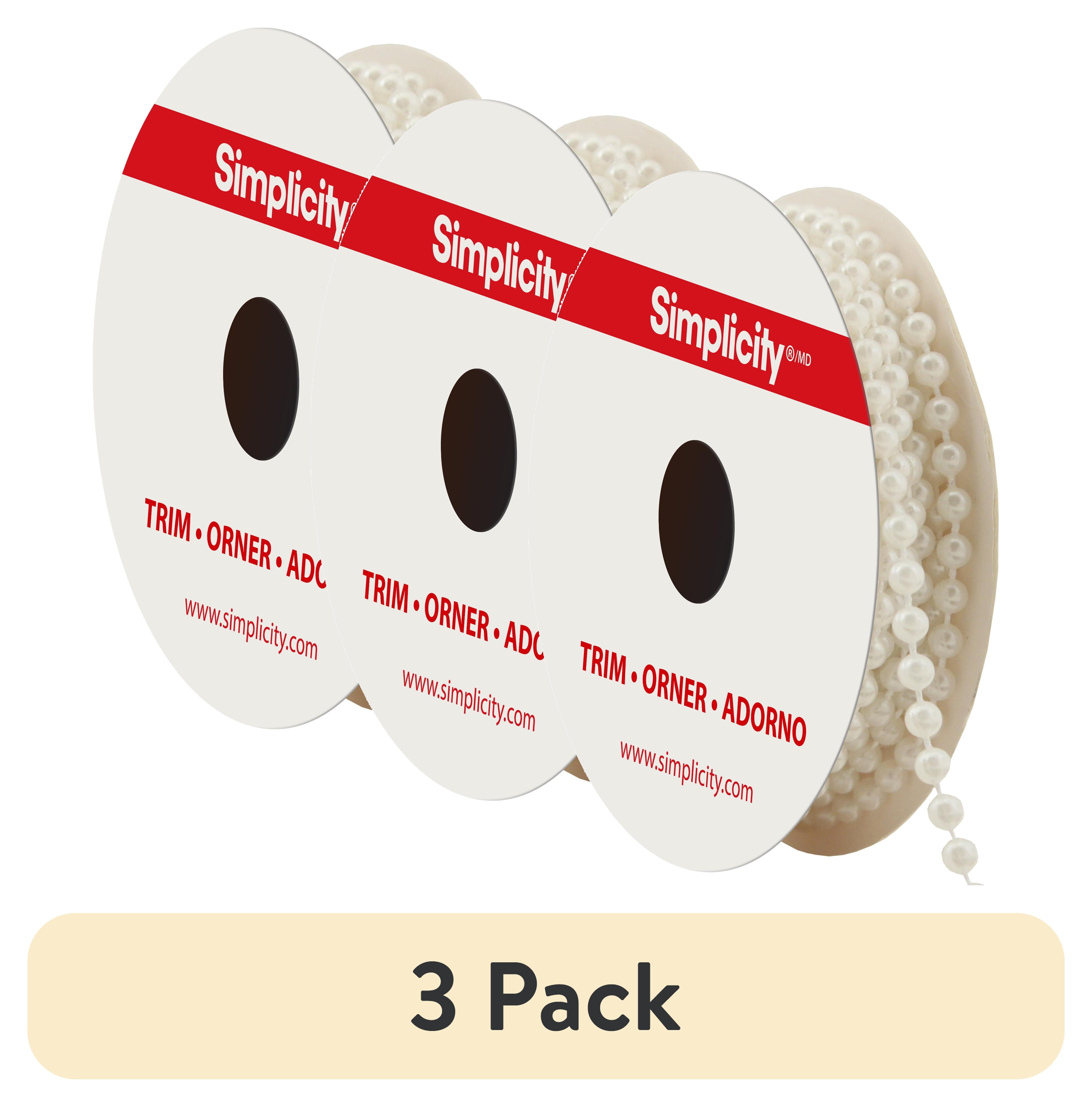 (3 pack) Simplicity Trim, White 4 mm Fused Pearl Strand Trim Great for ...