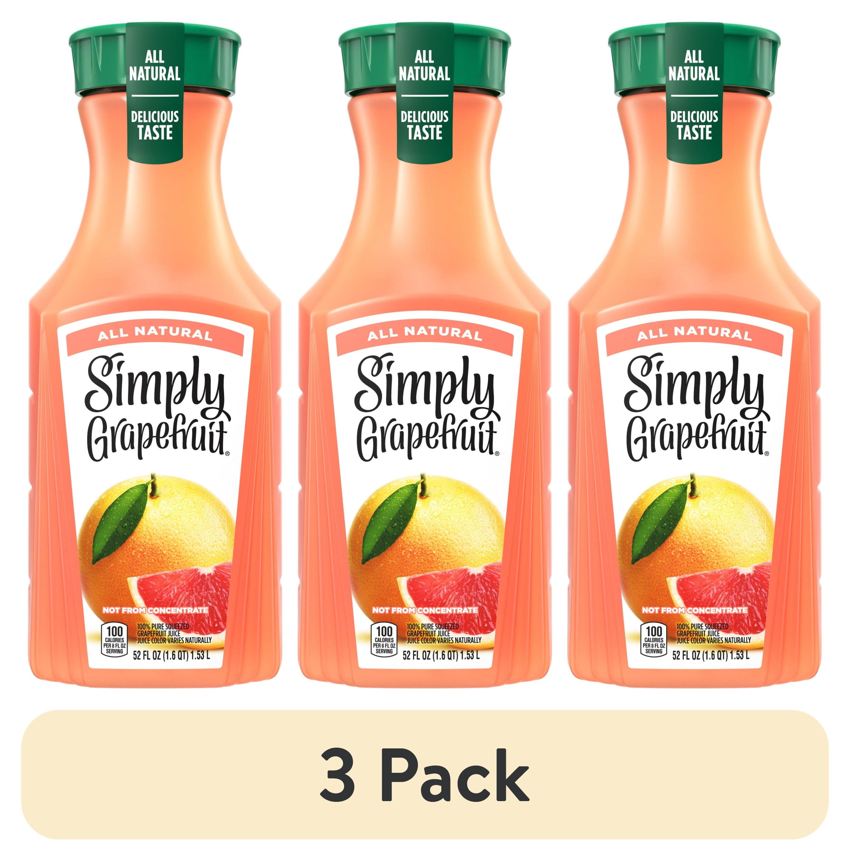 (3 pack) Simply Non GMO All Natural Grapefruit Juice, 52 fl oz Bottle ...