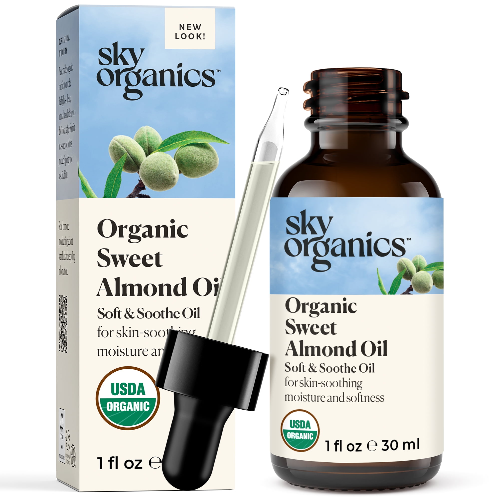 (3 pack) Sky Organics Organic Sweet Almond Oil, Soft & Soothe Body Oil ...