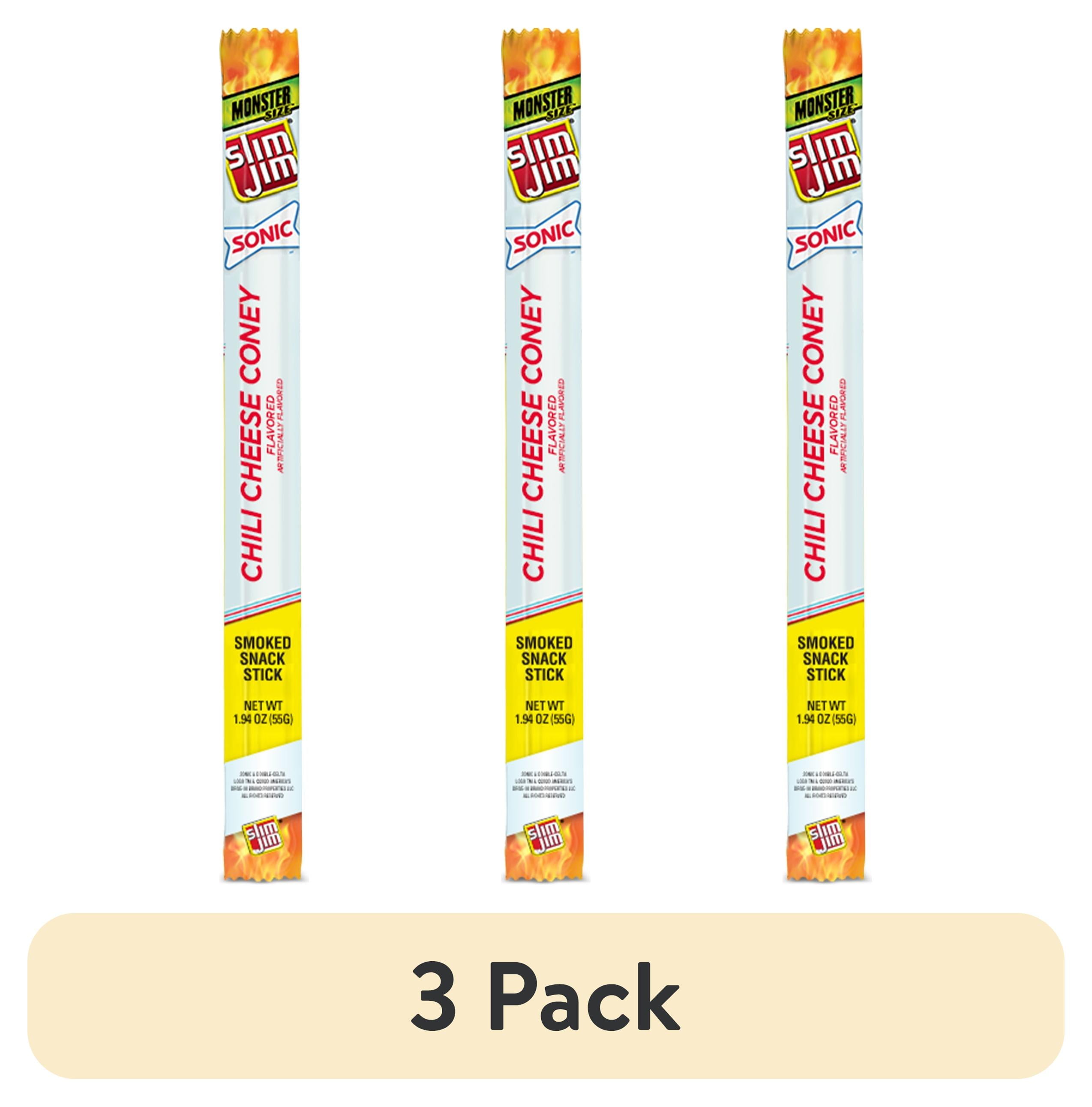 (3 pack) Slim Jim Monster Sized SONIC Chili Cheese Coney Meat Stick ...