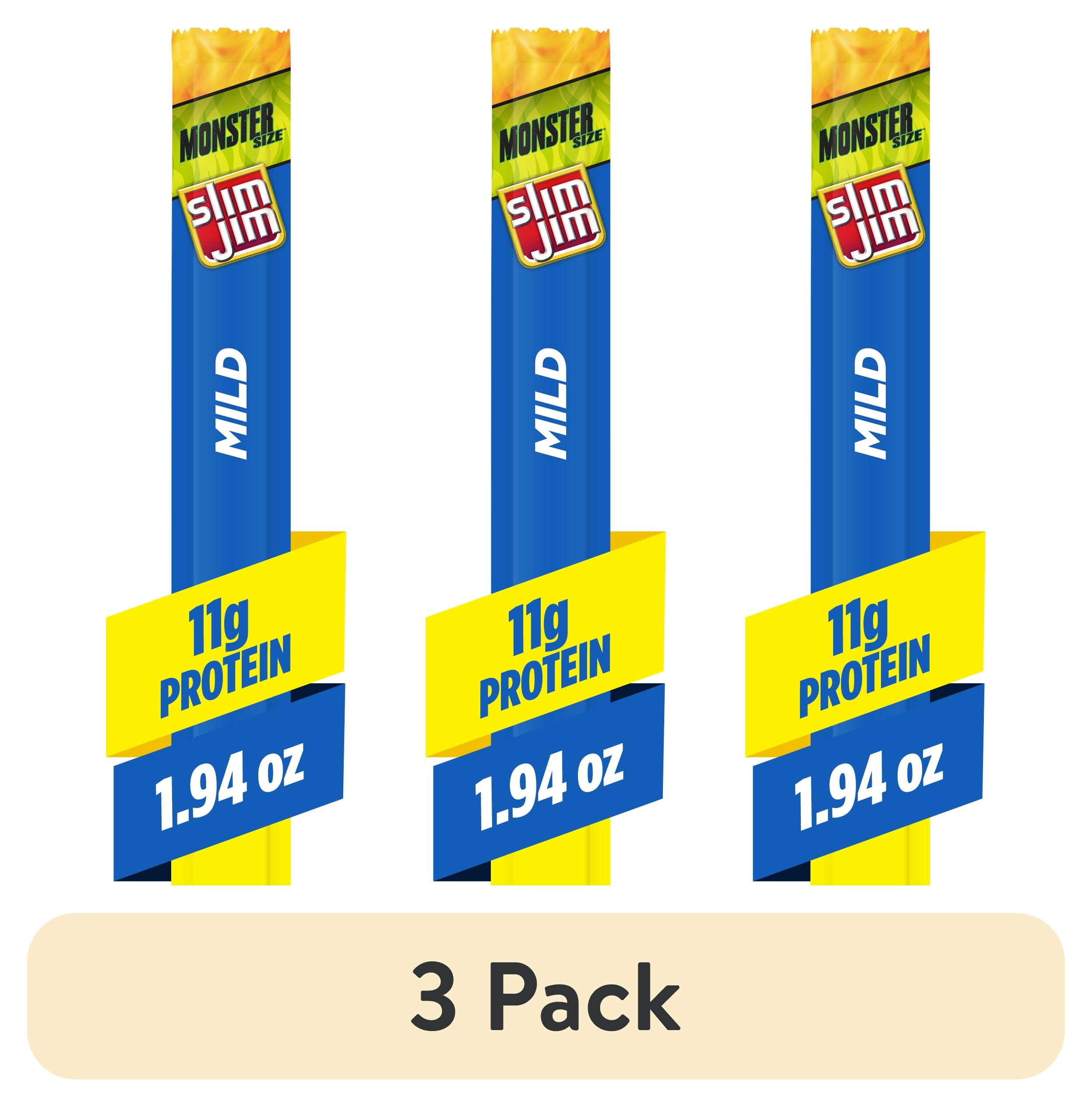 (3 pack) Slim Jim Monster Smoked Meat Sticks, Mild Flavor, 11g Protein ...