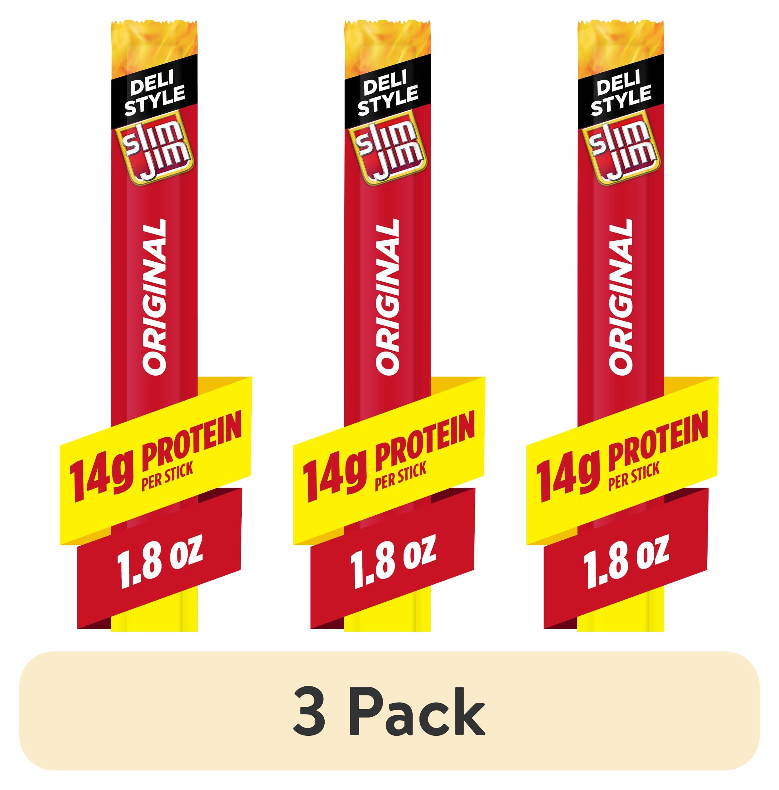 (3 pack) Slim Jim Smoked Meat Sticks, Deli Style Original Flavor, High Protein, 1.8 oz ...