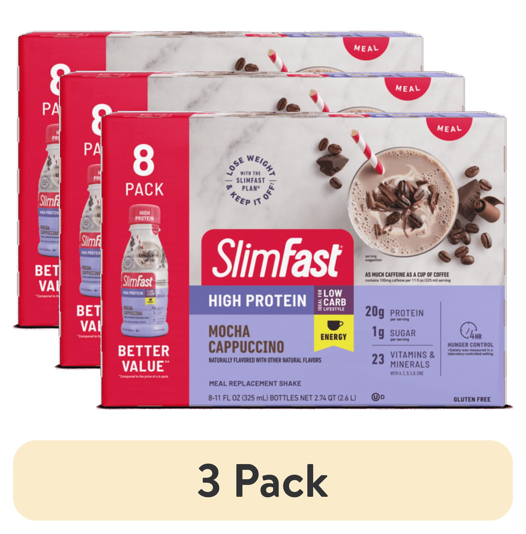 (3 pack) SlimFast Meal Replacement Energy High Protein Shake, Mocha ...