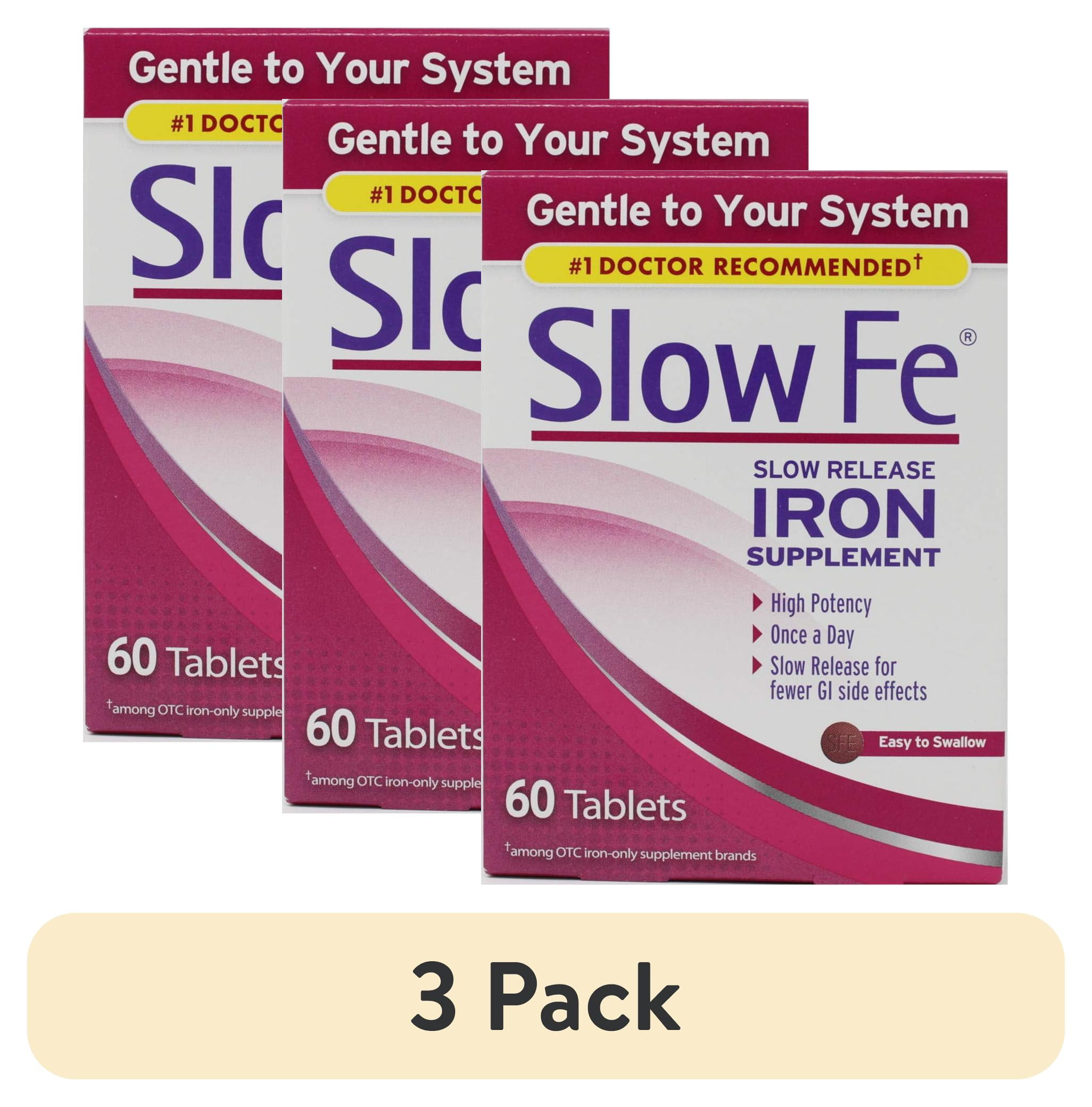 (3 pack) Slow Fe, High Potency Iron 45 mg, Slow Release - 60 Tablets ...