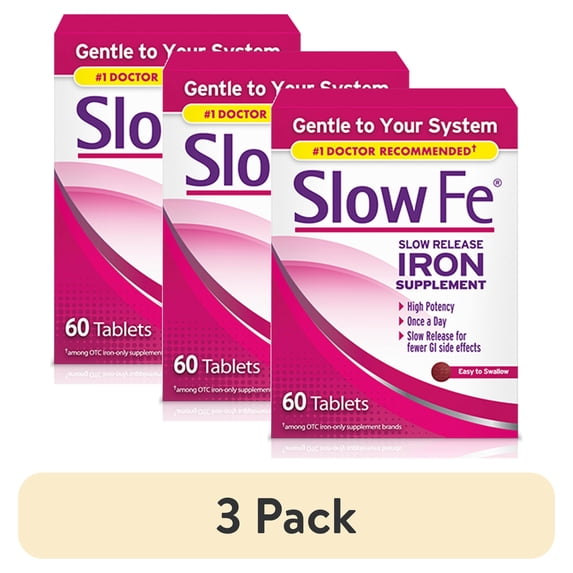 (3 pack) Slow Fe Iron Supplement for Iron Deficiency Slow Release ...