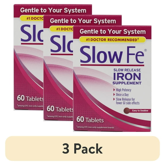 (3 pack) Slow Fe Iron Supplement for Iron Deficiency and Anemia Support ...