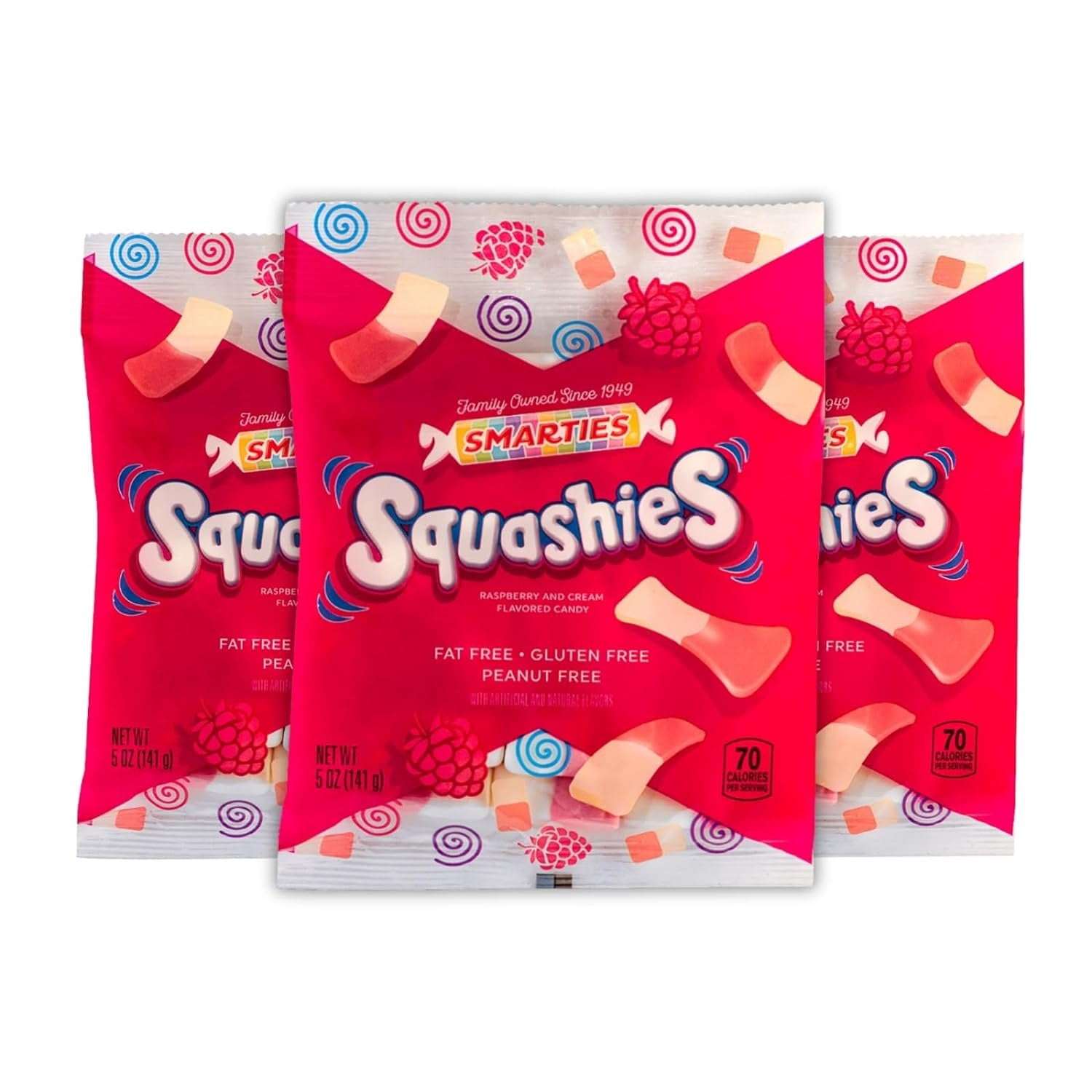 Smarties Raspberry and Cream Foam Gummi Candy 3 Pack Peg Bag Chewy ...