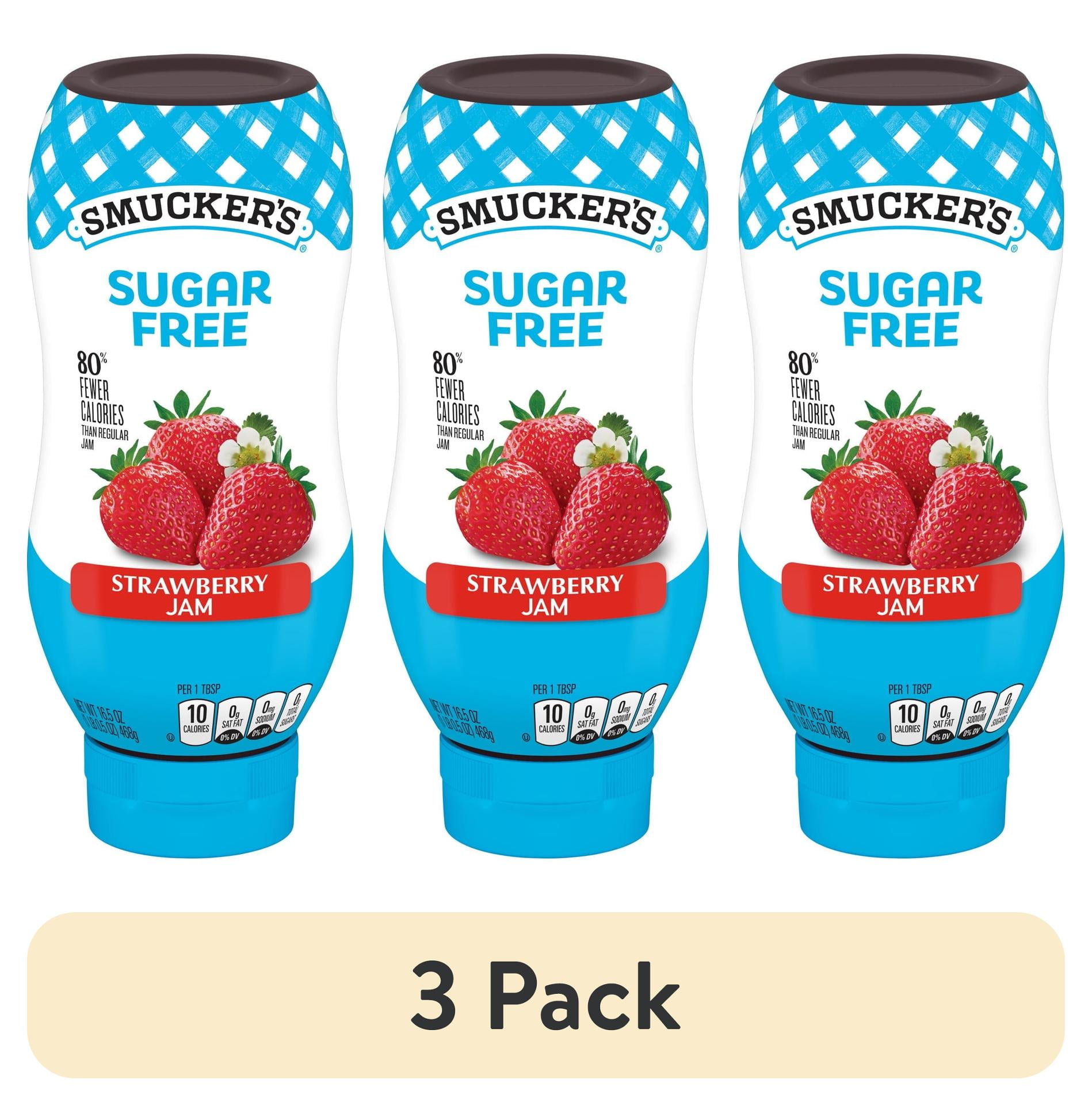 (3 pack) Smucker’s Sugar Free Strawberry Squeezable Jam, 16.5 Ounce ...