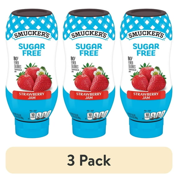 (3 pack) Smucker’s Sugar Free Strawberry Squeezable Jam, 16.5 Ounce - Walmart.com