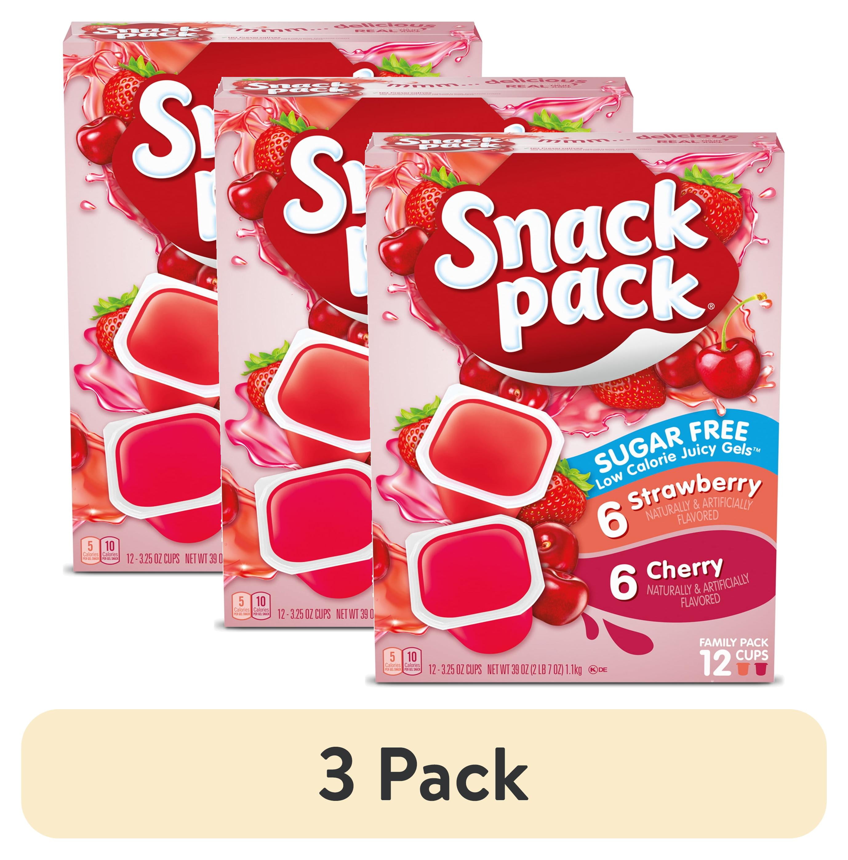(3 pack) Snack Pack Sugar Free Strawberry and Cherry Flavored Juicy ...