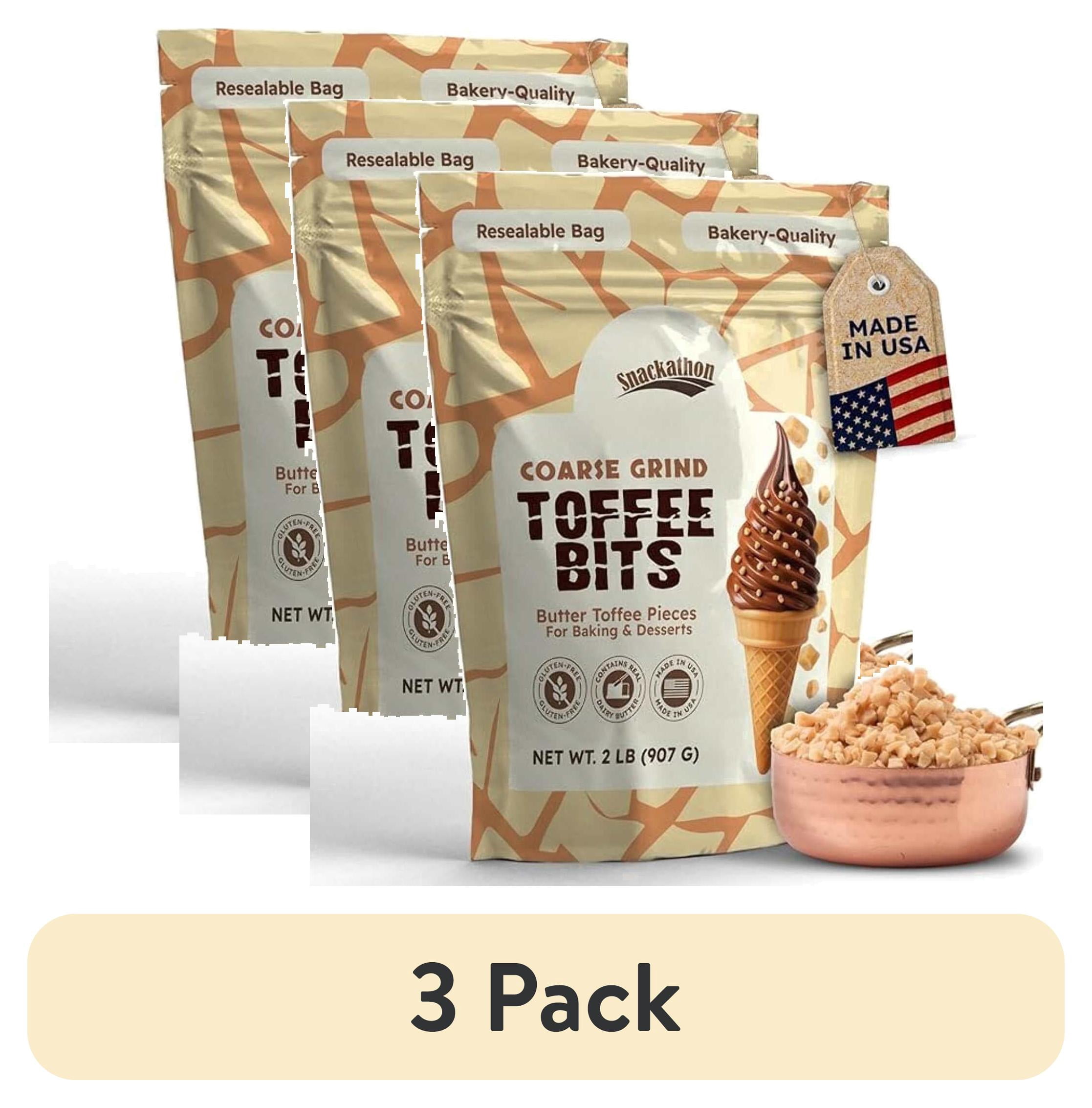 (3 pack) Snackathon Butter Toffee Coarse Grind Toffee Bits, Made in USA ...