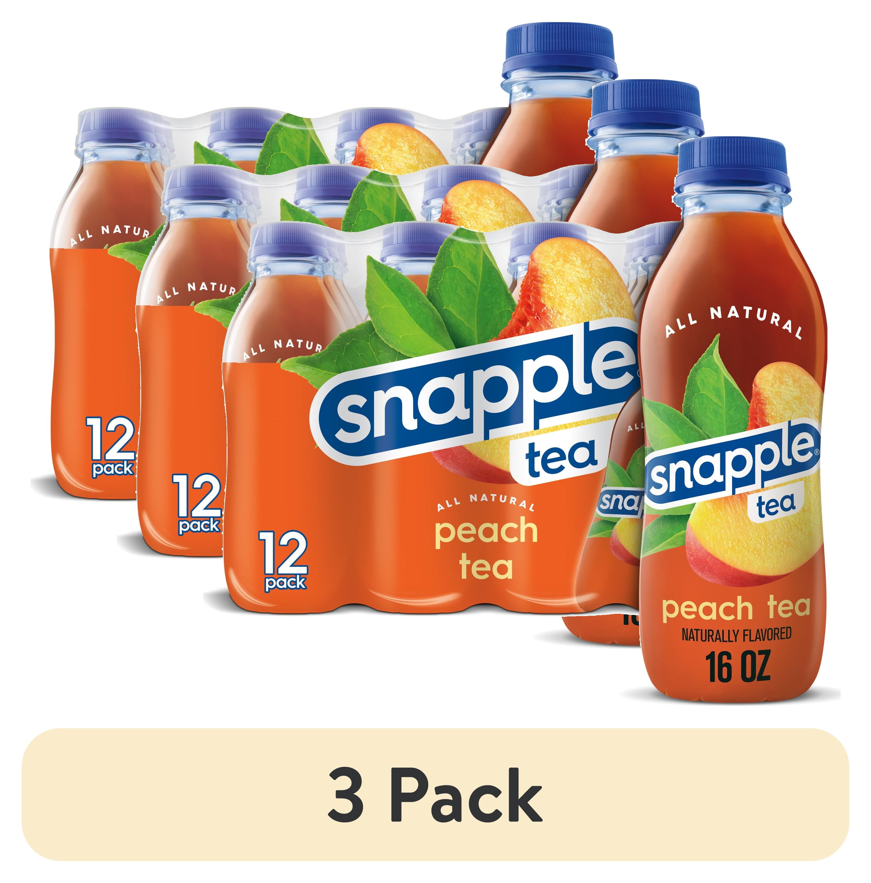 (3 pack) Snapple Peach Tea, 16 fl oz recycled plastic bottle, 12 pack ...