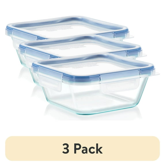 (3 pack) Snapware Total Solution Glass 4-Cup Square with Lid - Walmart.com