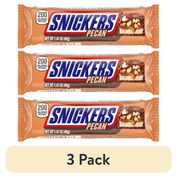 (3 pack) Snickers Pecan Milk Chocolate Candy, Bar 1.41 oz - Walmart.com