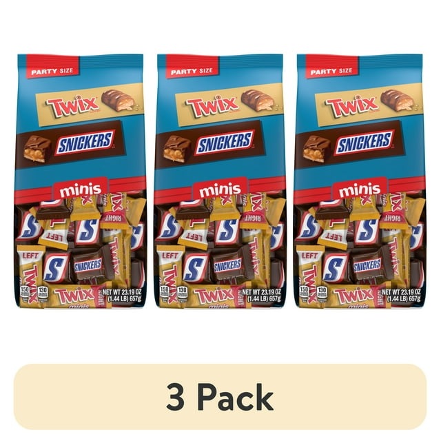 (3 pack) Snickers & Twix Minis Milk Chocolate Bars Variety Pack, Party ...