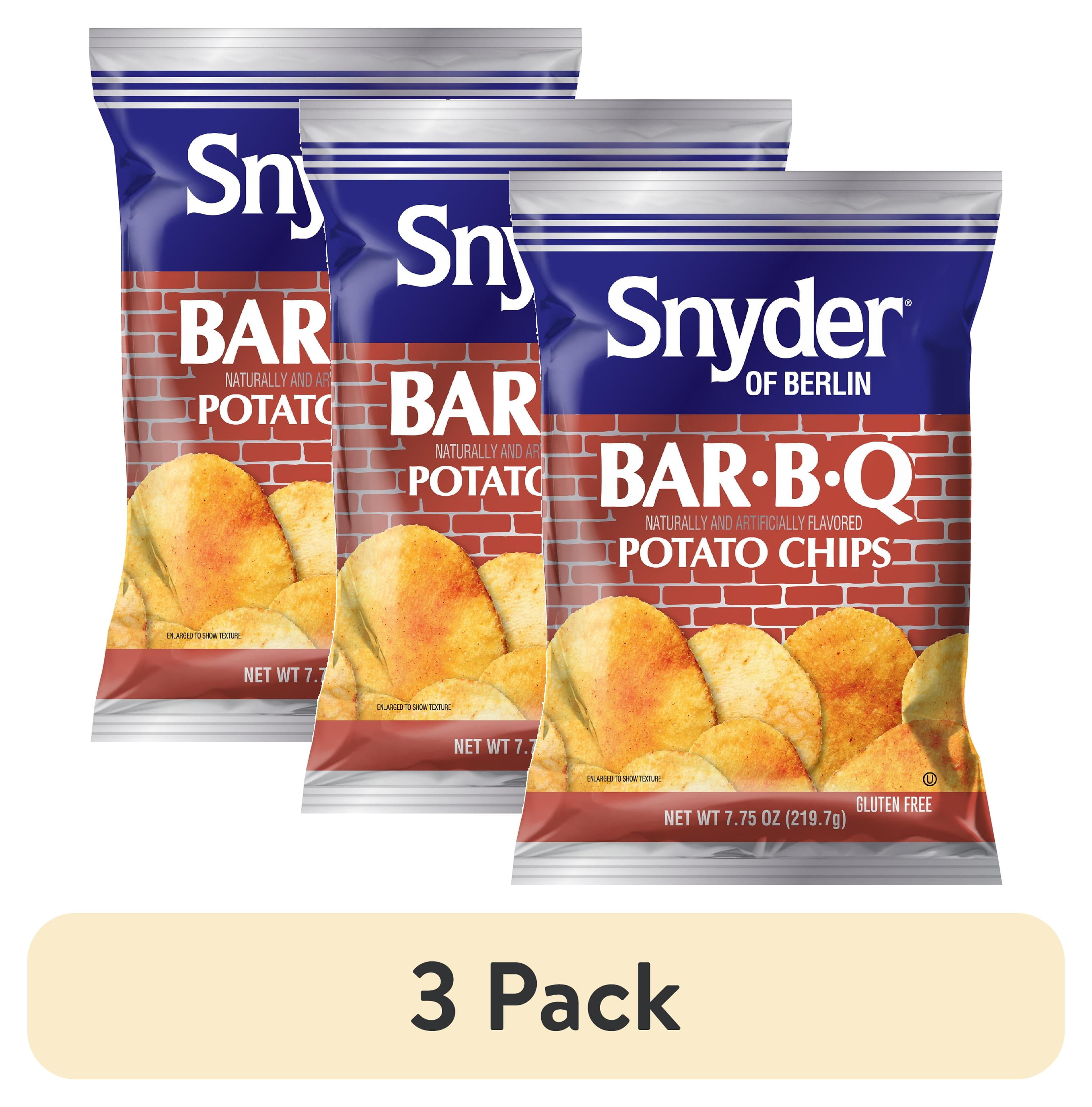 (3 pack) Snyder of Berlin Bar-B-Q Potato Chips, Gluten-Free, 7.75 oz ...