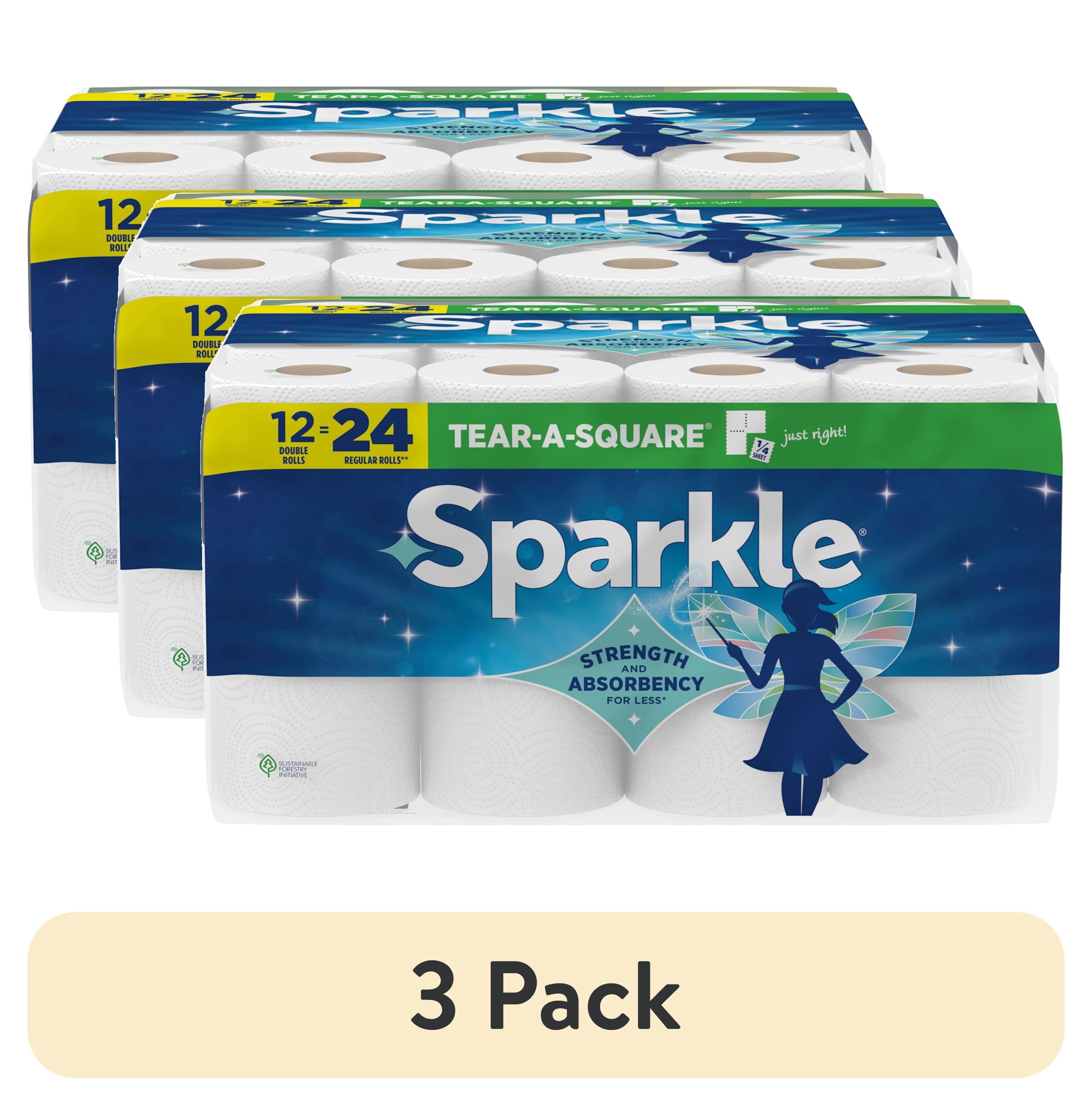 (3 pack) Sparkle Tear-a-Square Paper Towels, 12 Double Rolls - Walmart.com
