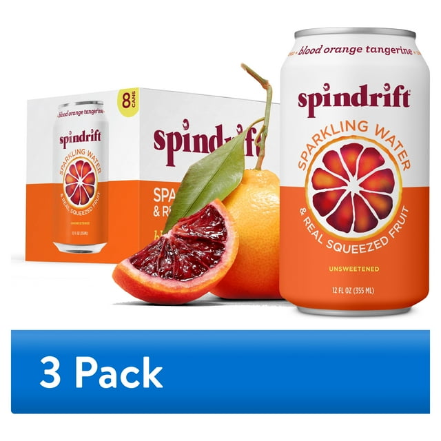 (3 pack) Spindrift Sparkling Water, Blood Orange Tangerine Flavored, Made with Real Squeezed ...