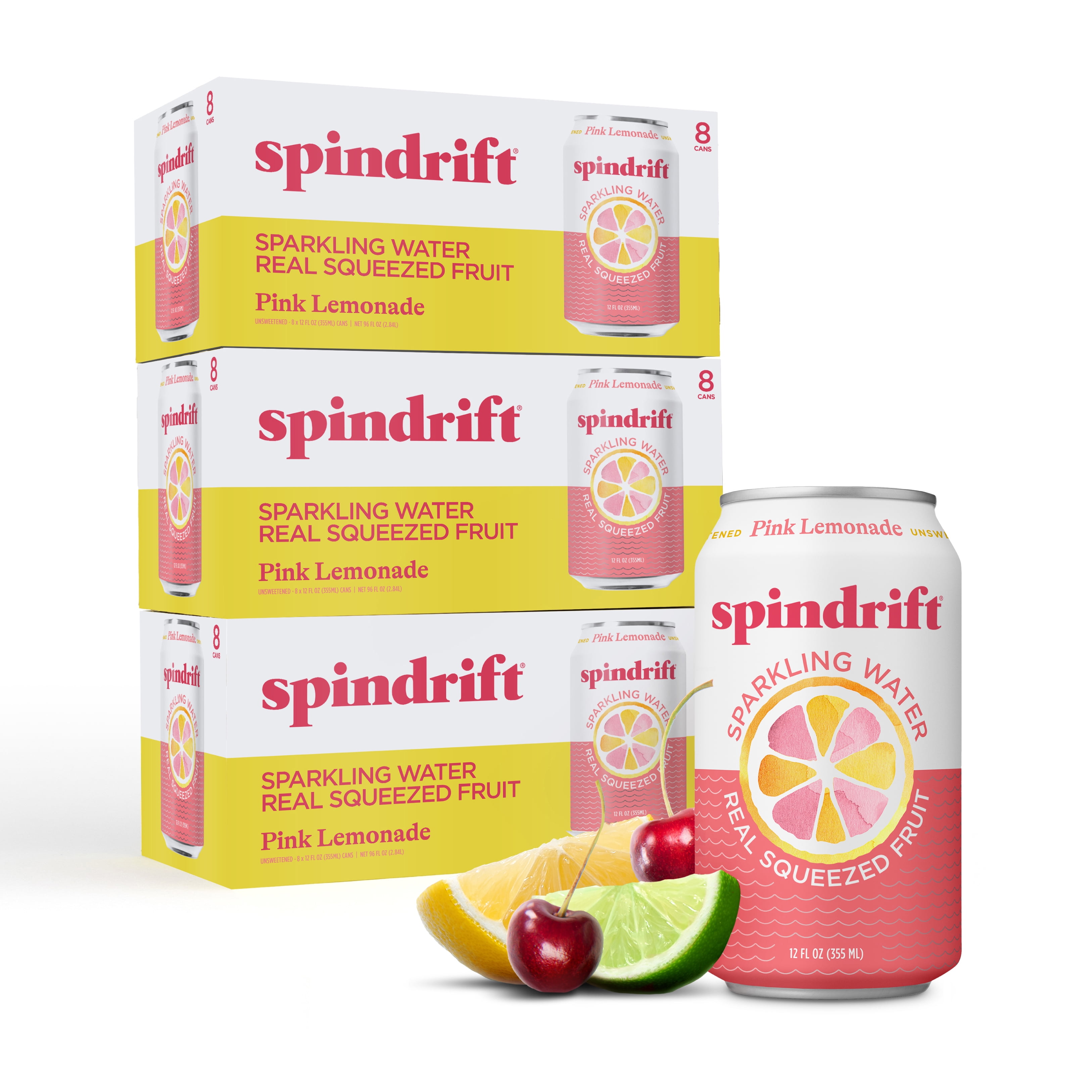 (3 pack) Spindrift Sparkling Water, Pink Lemonade, Made with Real ...