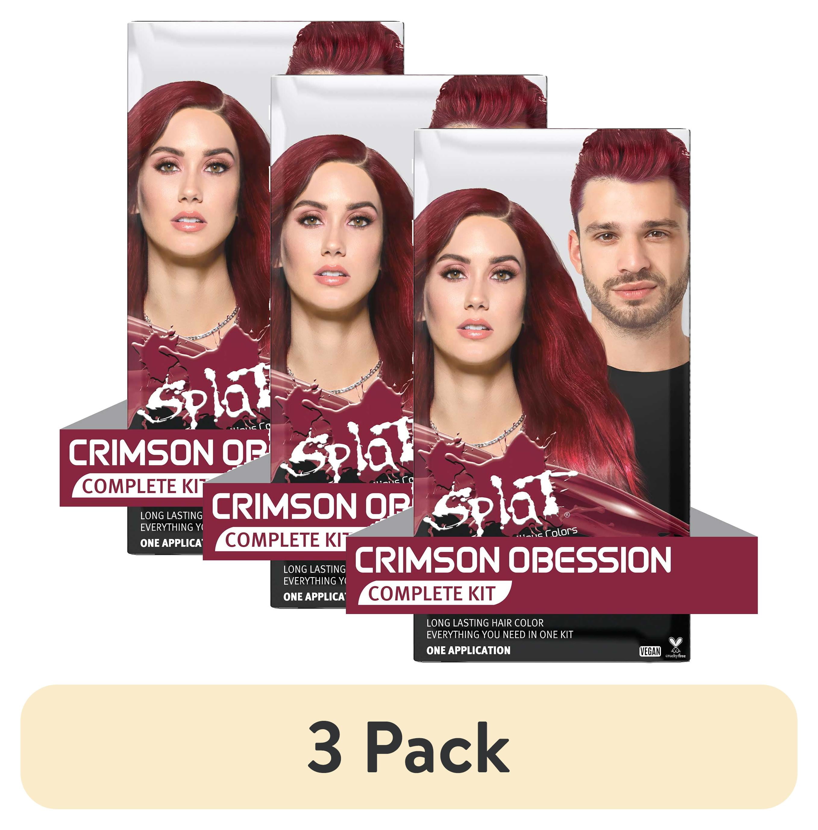 (3 pack) Splat Crimson Obsession Red Hair Color Kit, Semi-Permanent Red ...