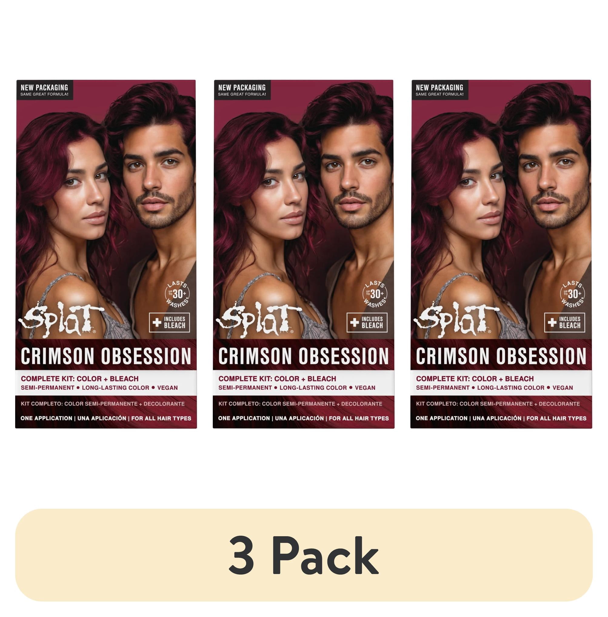 (3 pack) Splat Semi-Permanent Red Hair Dye Color Kit with Bleach ...