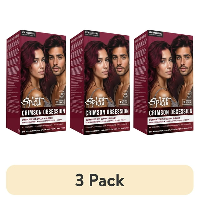 (3 pack) Splat Semi-Permanent Red Hair Dye Color Kit with Bleach ...