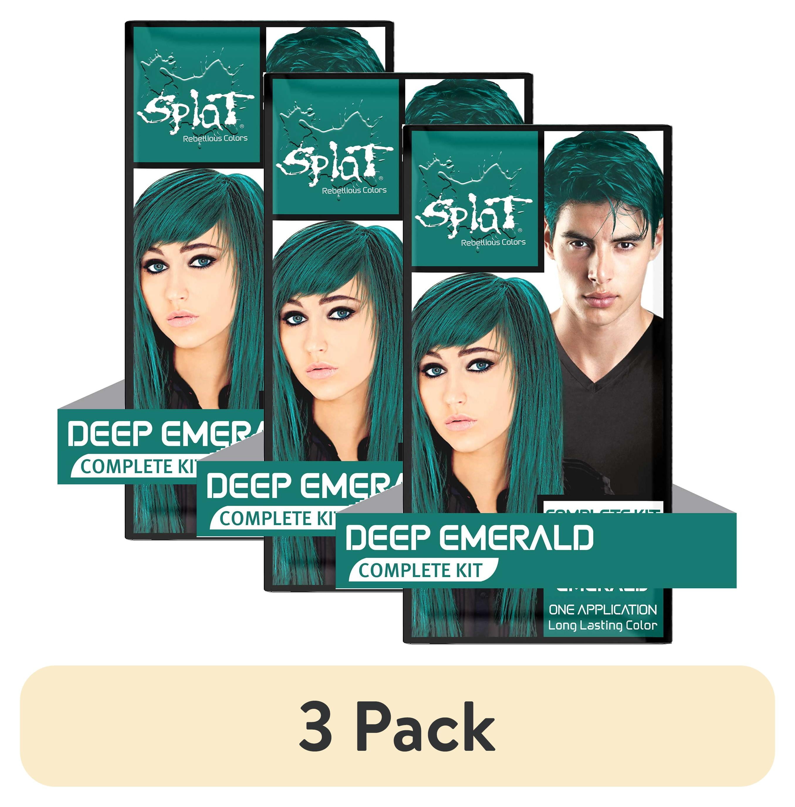 (3 pack) Splat Original Complete Kit, Semi-Permanent Hair Dye with Bleach, Deep Emerald ...