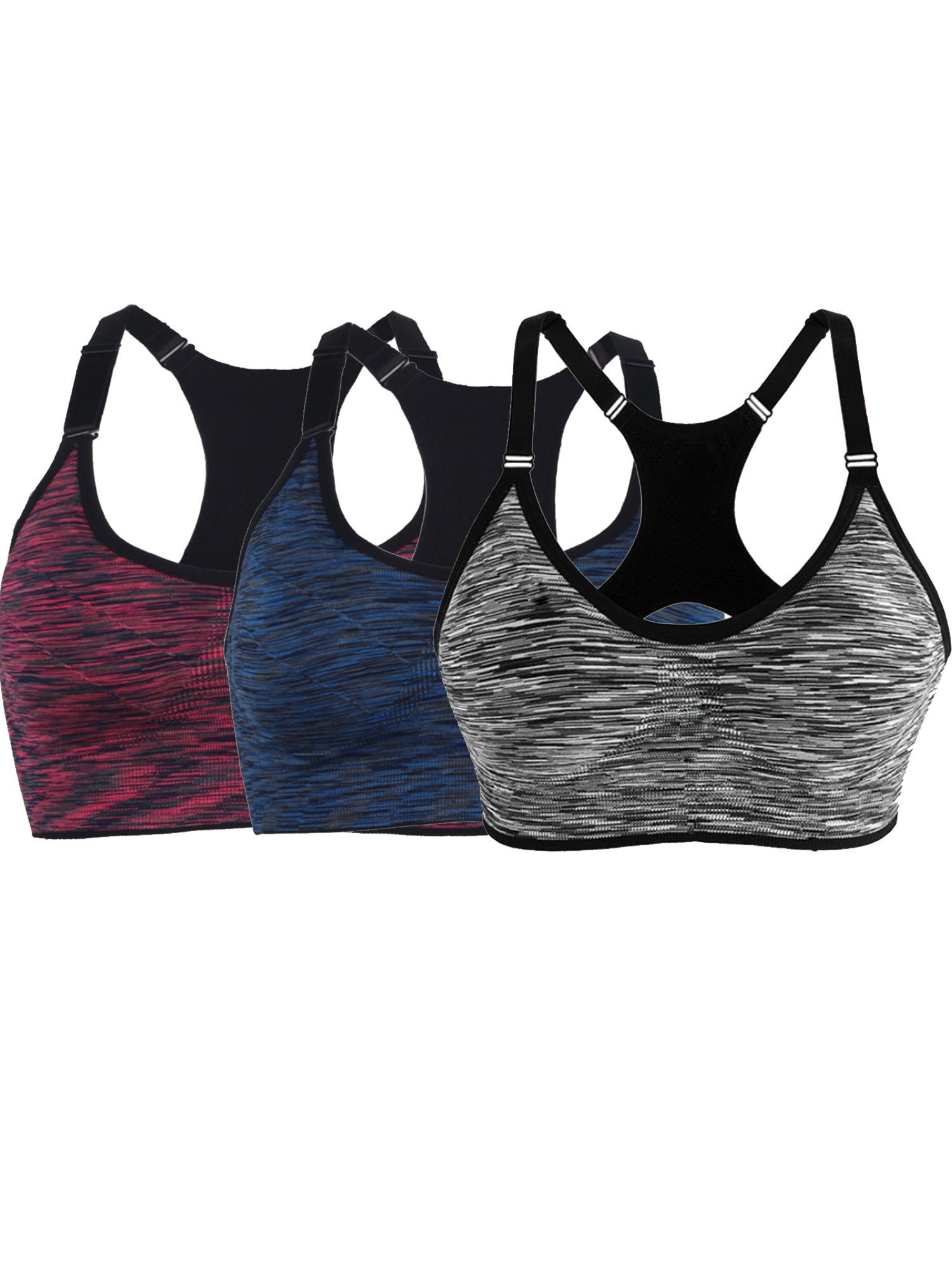 3 pack Sports Bra for Women Ladies Gym Sports Bra Vest Medium Support ...
