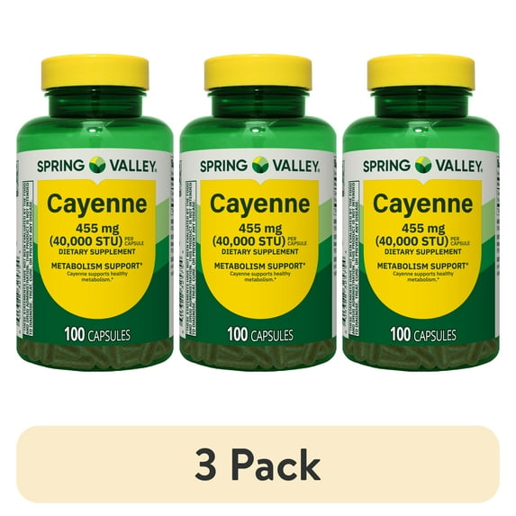 (3 pack) Spring Valley Cayenne Dietary Supplement Capsules for ...