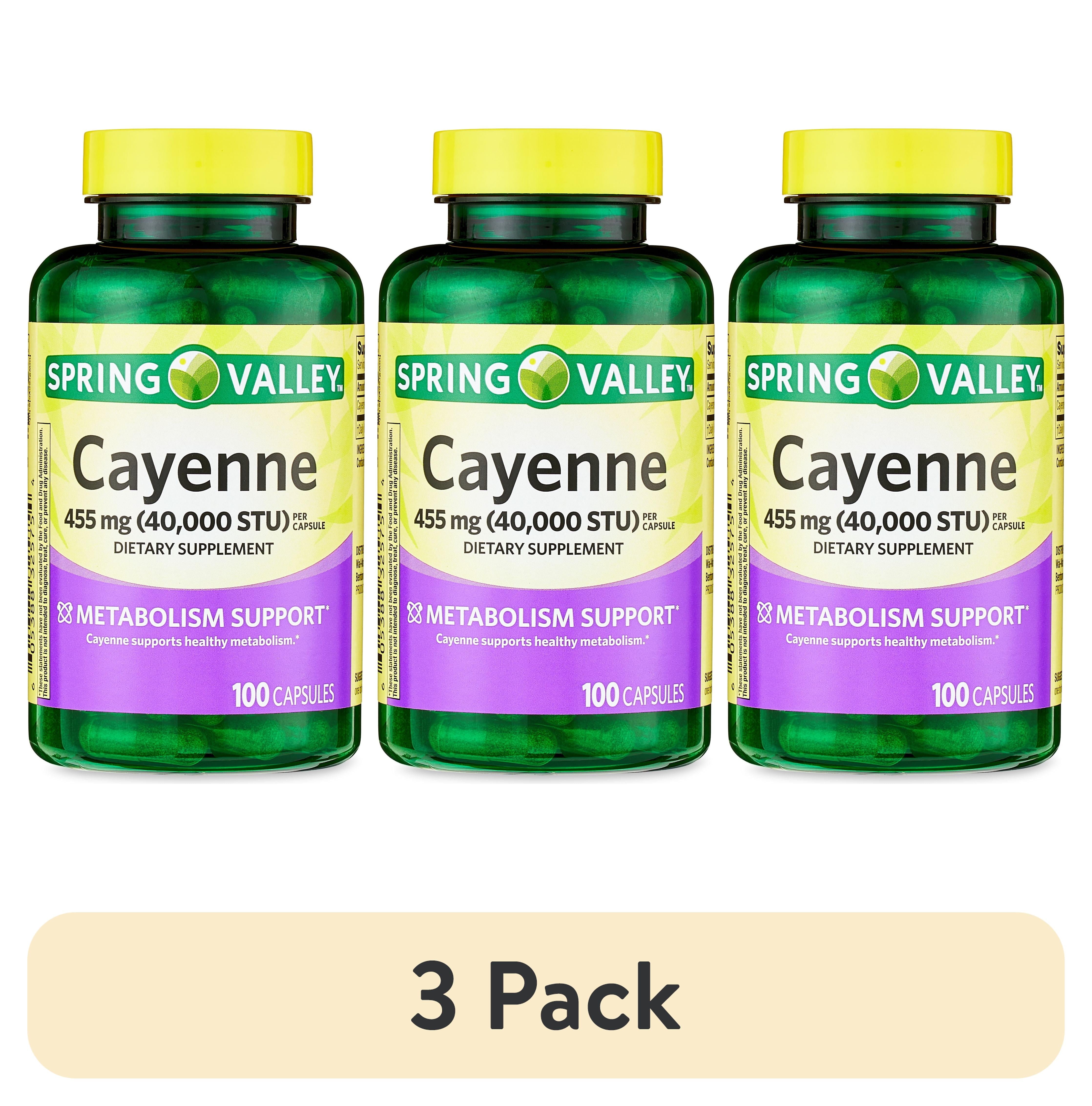 (3 pack) Spring Valley Cayenne Dietary Supplement Capsules for ...