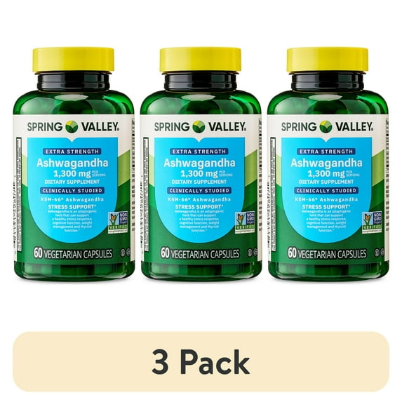 (3 pack) Spring Valley Extra Strength Ashwagandha Dietary Supplement ...