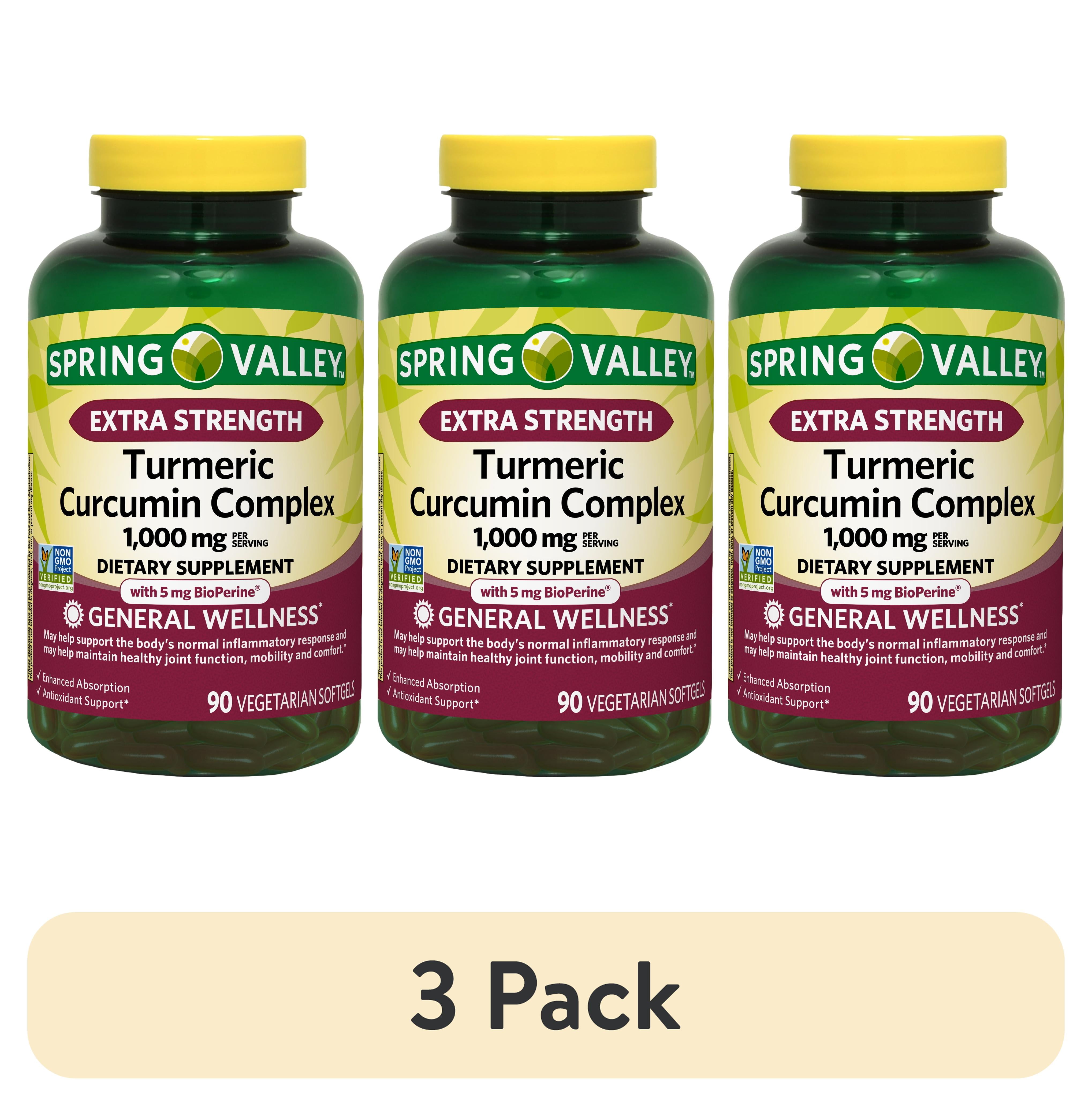 (3 pack) Spring Valley Extra Strength Turmeric Curcumin Complex Dietary ...