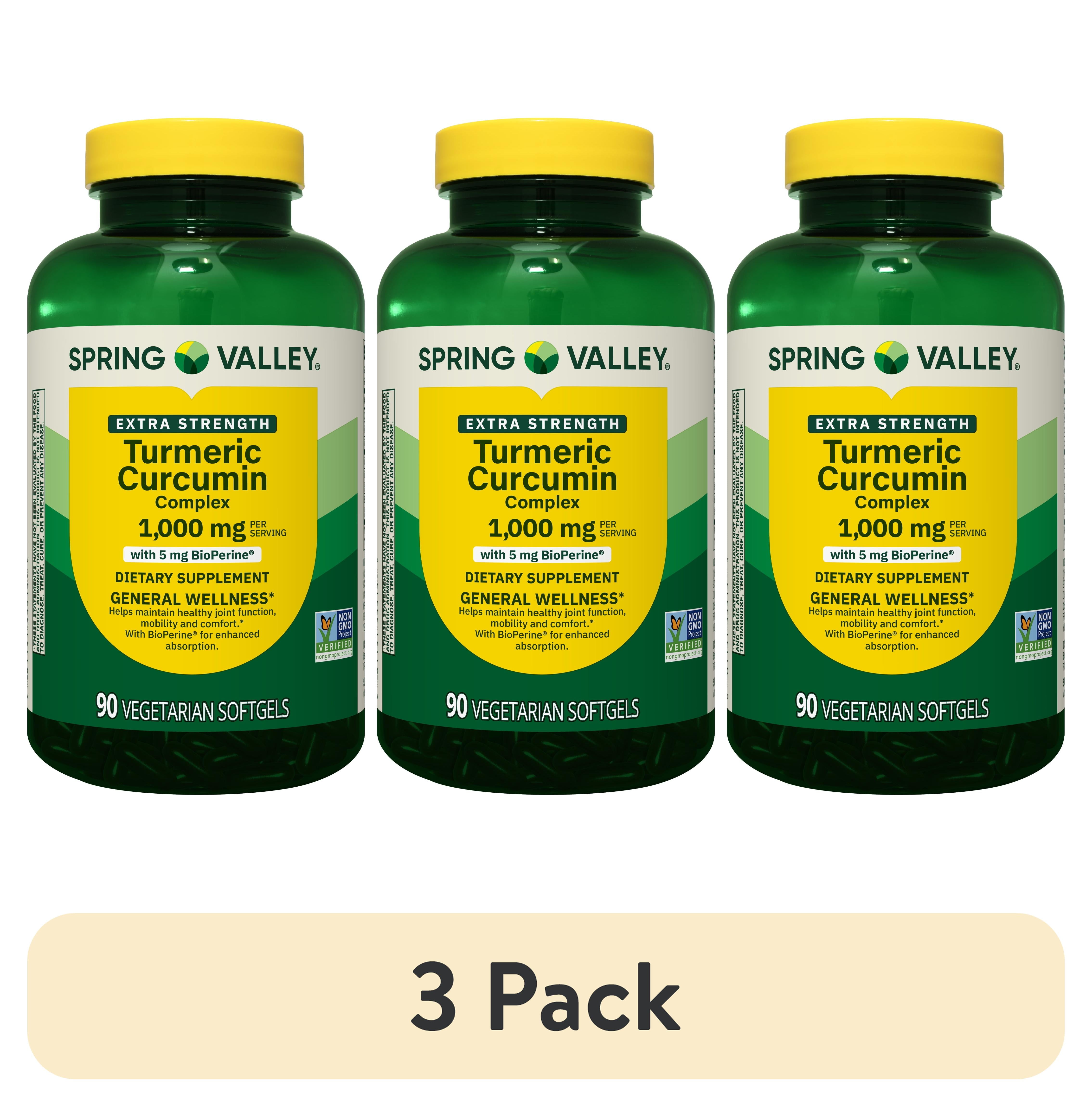 (3 pack) Spring Valley Extra Strength Turmeric Curcumin Complex Dietary ...