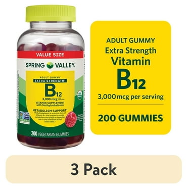 Spring Valley Vitamin B12 Adult Gummies, 500 mcg, 100 Ct - Walmart.com