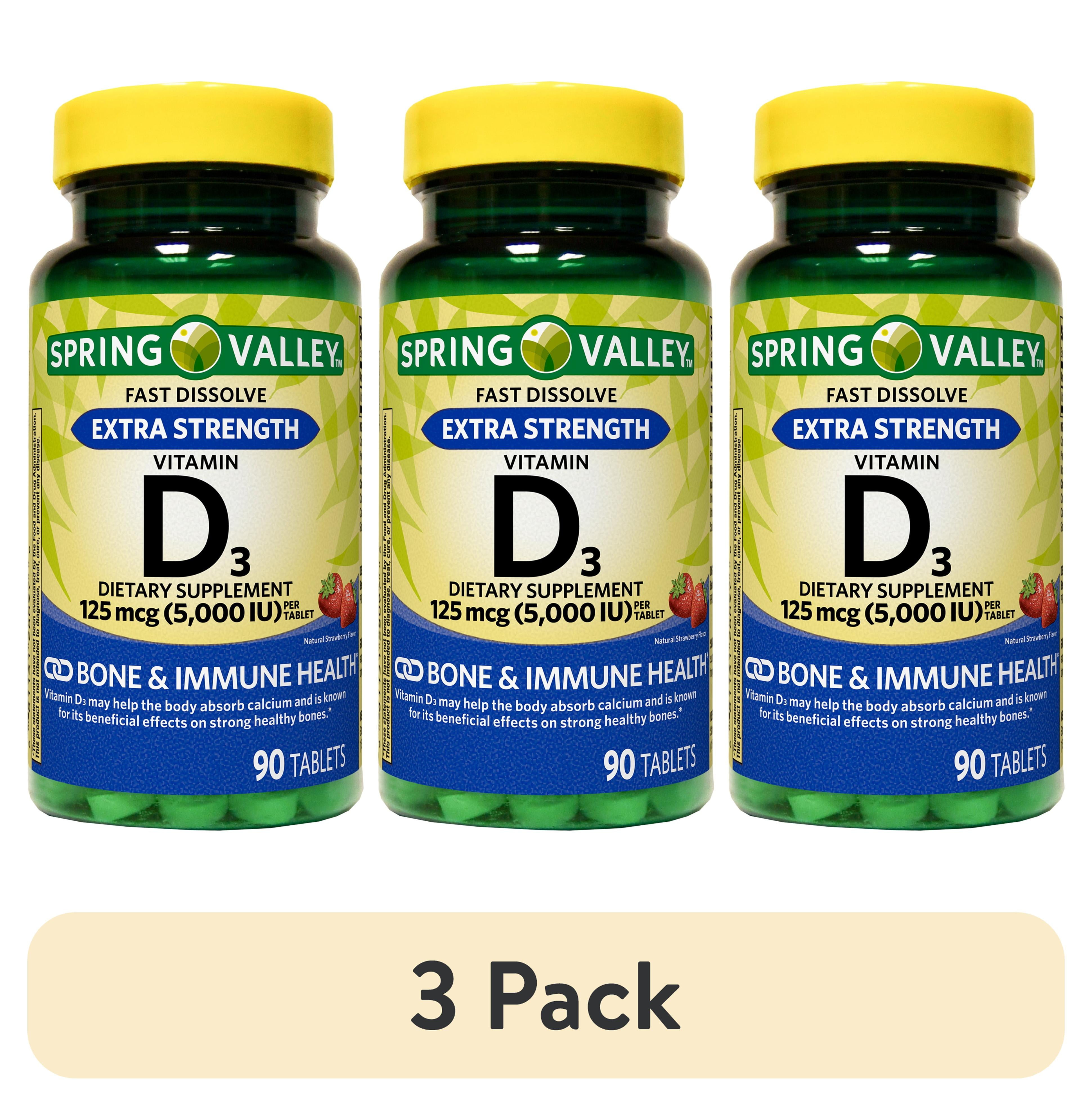 (3 pack) Spring Valley Extra Strength Vitamin D3 Dietary Supplement ...