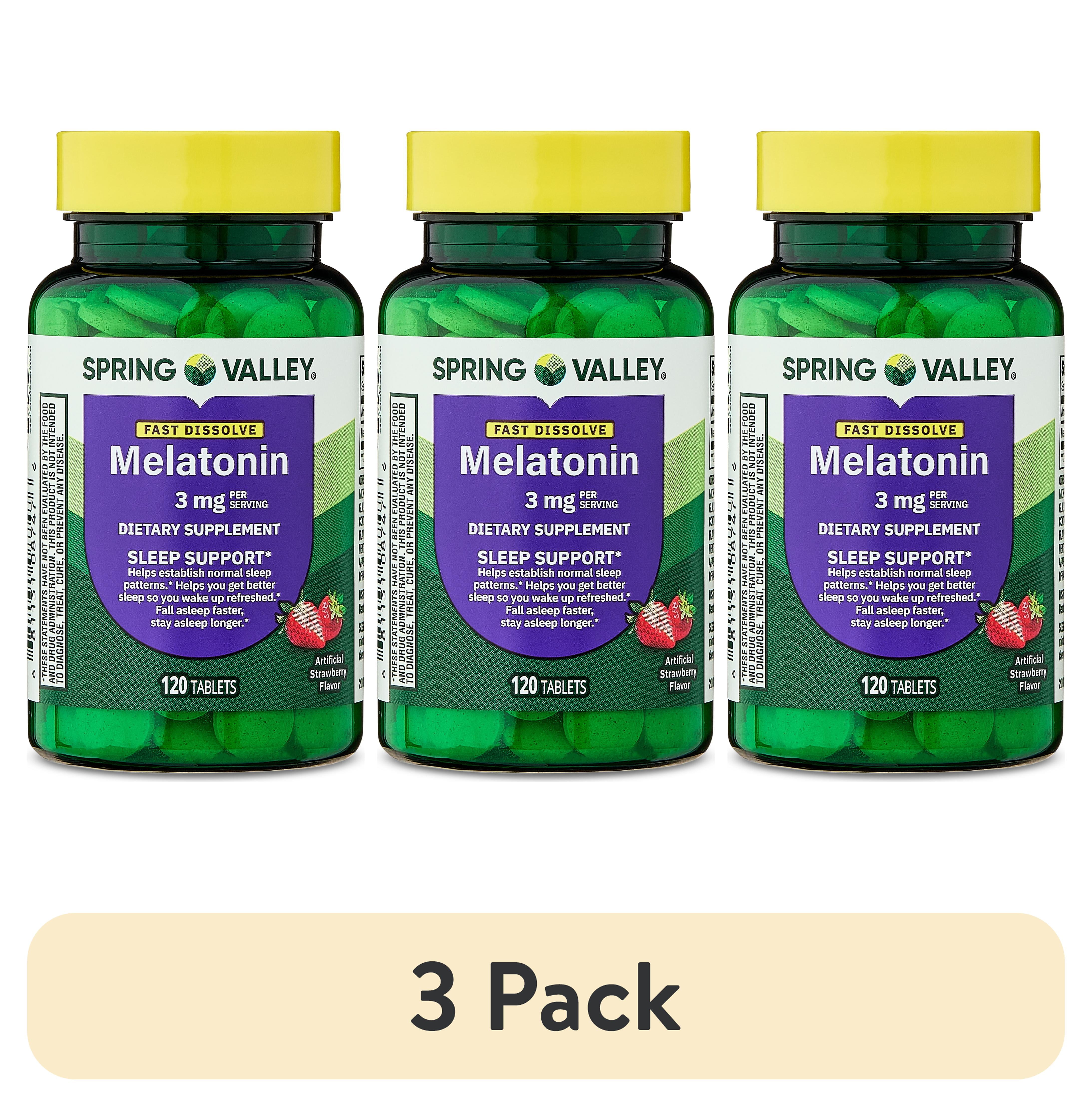 (3 pack) Spring Valley Fast-Dissolve Melatonin Sleep Support Dietary ...