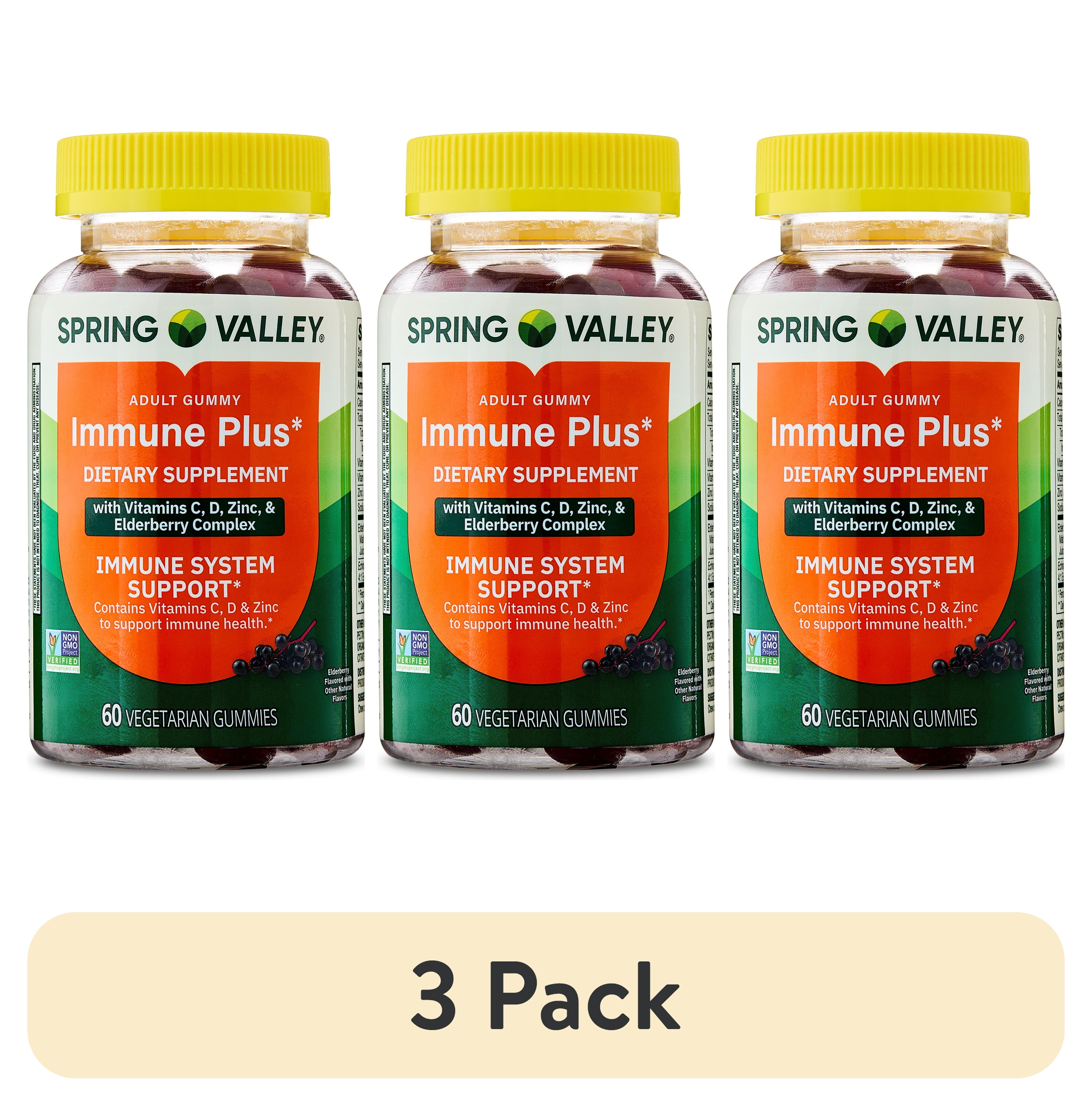 (3 pack) Spring Valley Immune Plus Dietary Supplement Vegetarian Gummies for Immune System ...