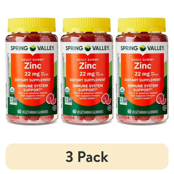 (3 pack) Spring Valley Zinc Dietary Supplement Vegetarian Gummies for ...