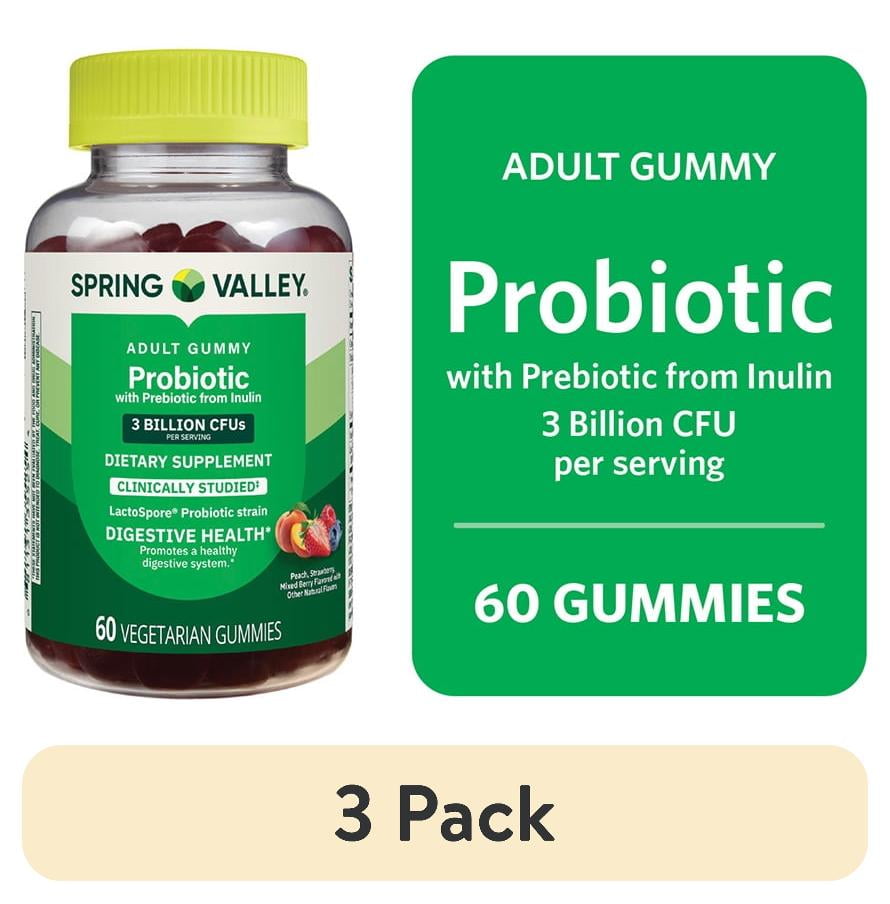 (3 pack) Spring Valley Probiotic with Prebiotic from Inulin Vegetarian ...