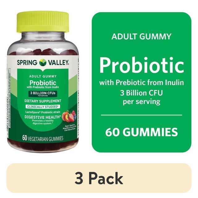 (3 pack) Spring Valley Probiotic with Prebiotic from Inulin Vegetarian ...