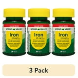 (3 pack) Spring Valley General Health & Wellness Iron Tablets Dietary ...