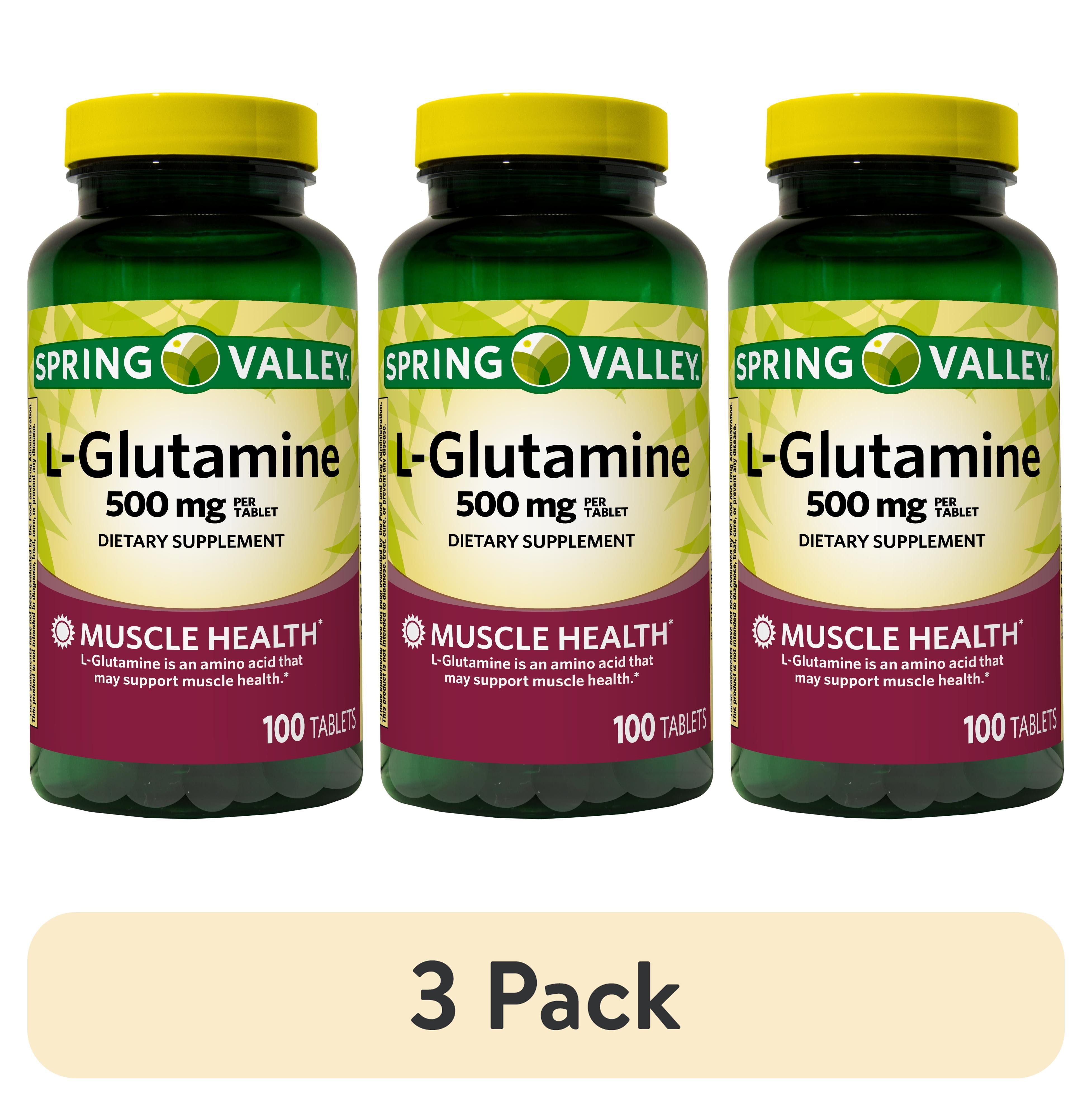 (3 pack) Spring Valley L-Glutamine Dietary Supplement Tablets for ...