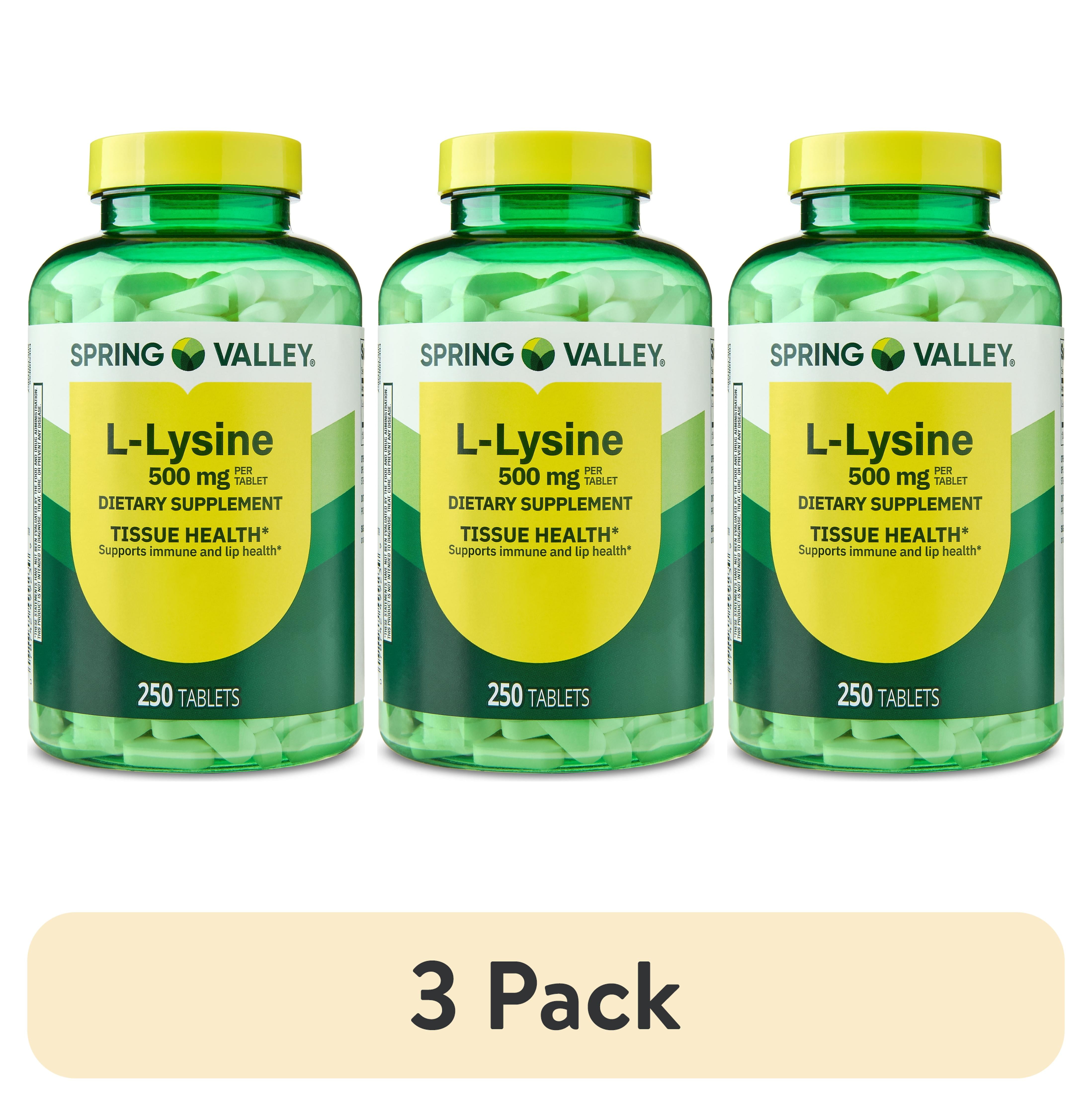 (3 pack) Spring Valley L-Lysine Dietary Supplement Tablets for Tissue ...