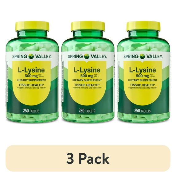 (3 pack) Spring Valley L-Lysine Dietary Supplement Tablets for Tissue ...